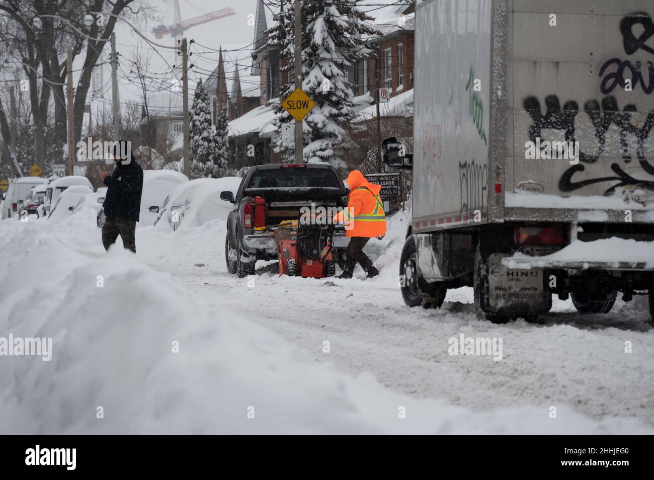 down town Toronto snow storm Stock Photo - Alamy