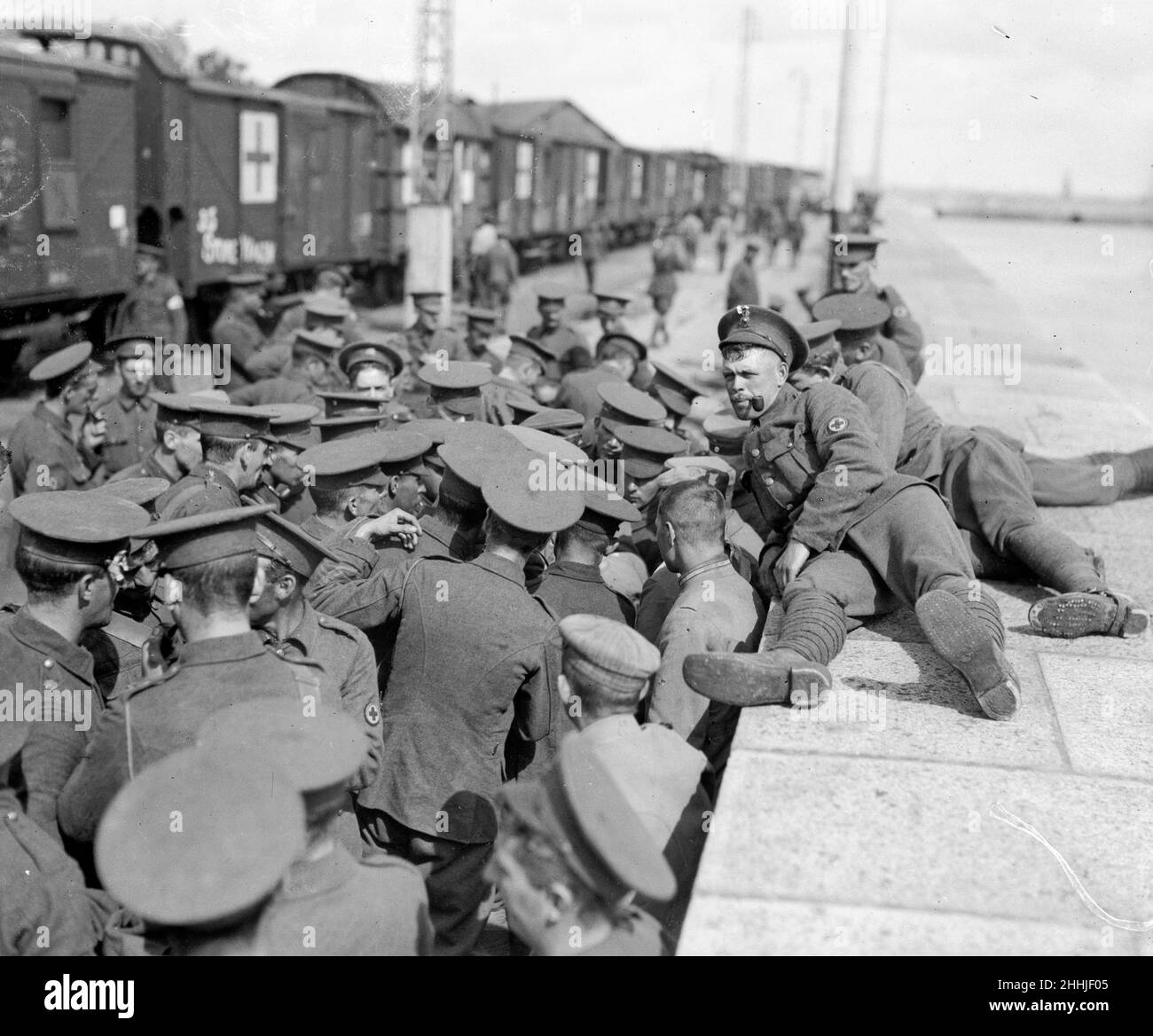 St Nazaire quayside September 23rd 1914. British and German wounded ...