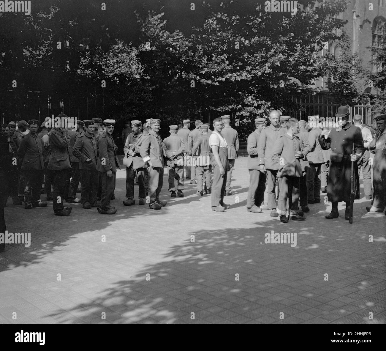 German prisoners captured by the Belgians seen here in the courtyard of ...