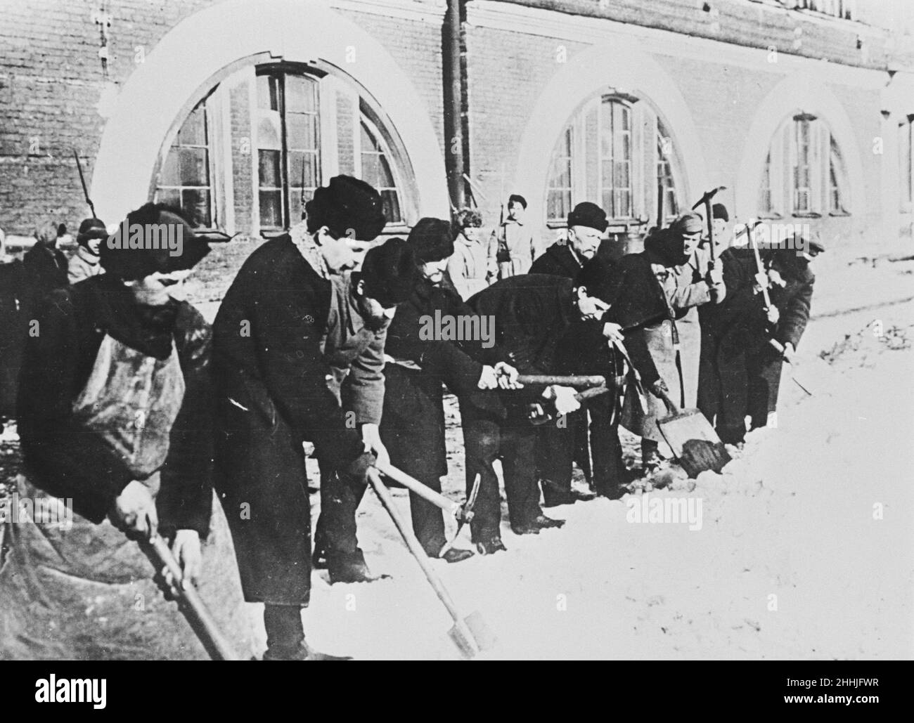 Russian Revolution. Compulsory labour for bourgeois. October 1917 Stock ...