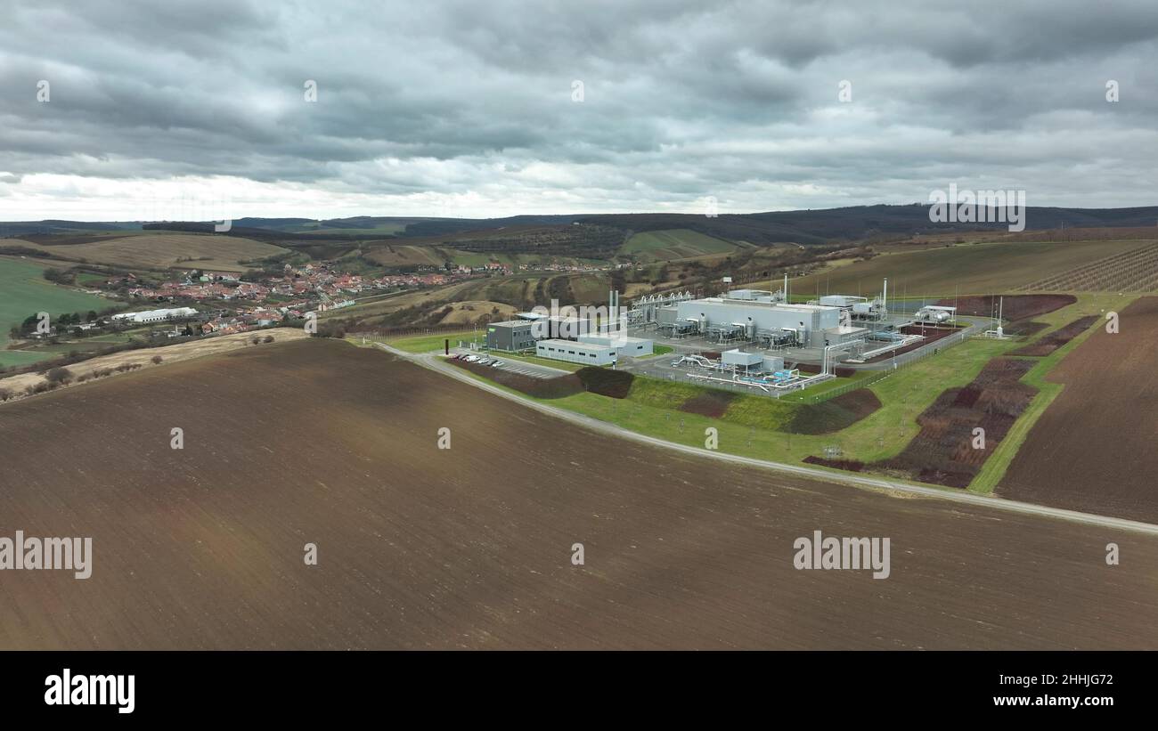 Oil and gas natural processing plant factory drone aerial storage ...