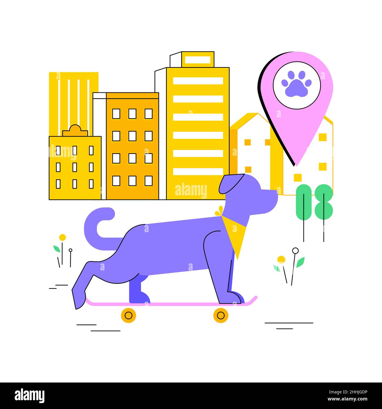 Pet in the big city abstract concept vector illustration Stock Vector ...
