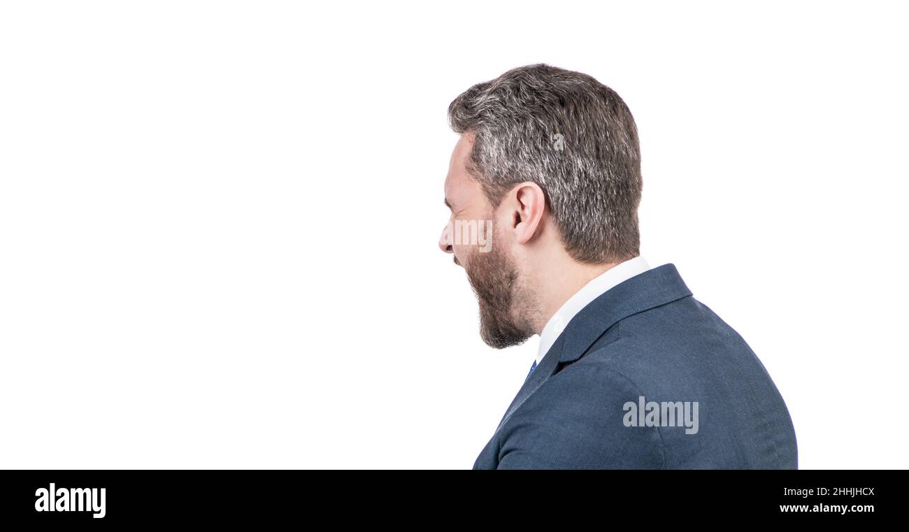 Man in suit yelling side hi-res stock photography and images - Alamy