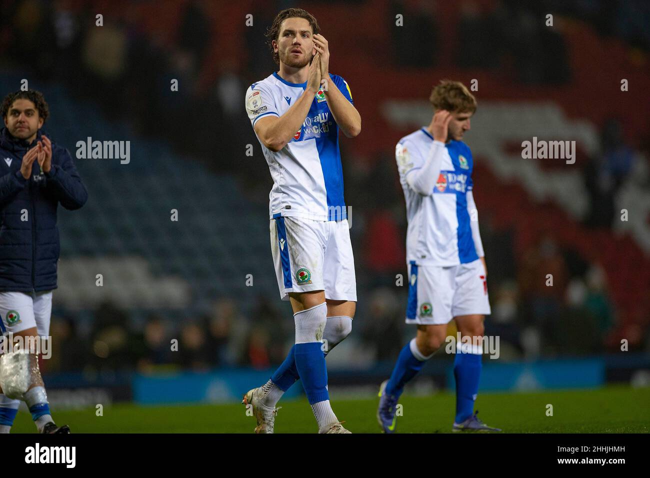 Sam Gallagher #9 of Blackburn Rovers thanks the fans for their support ...