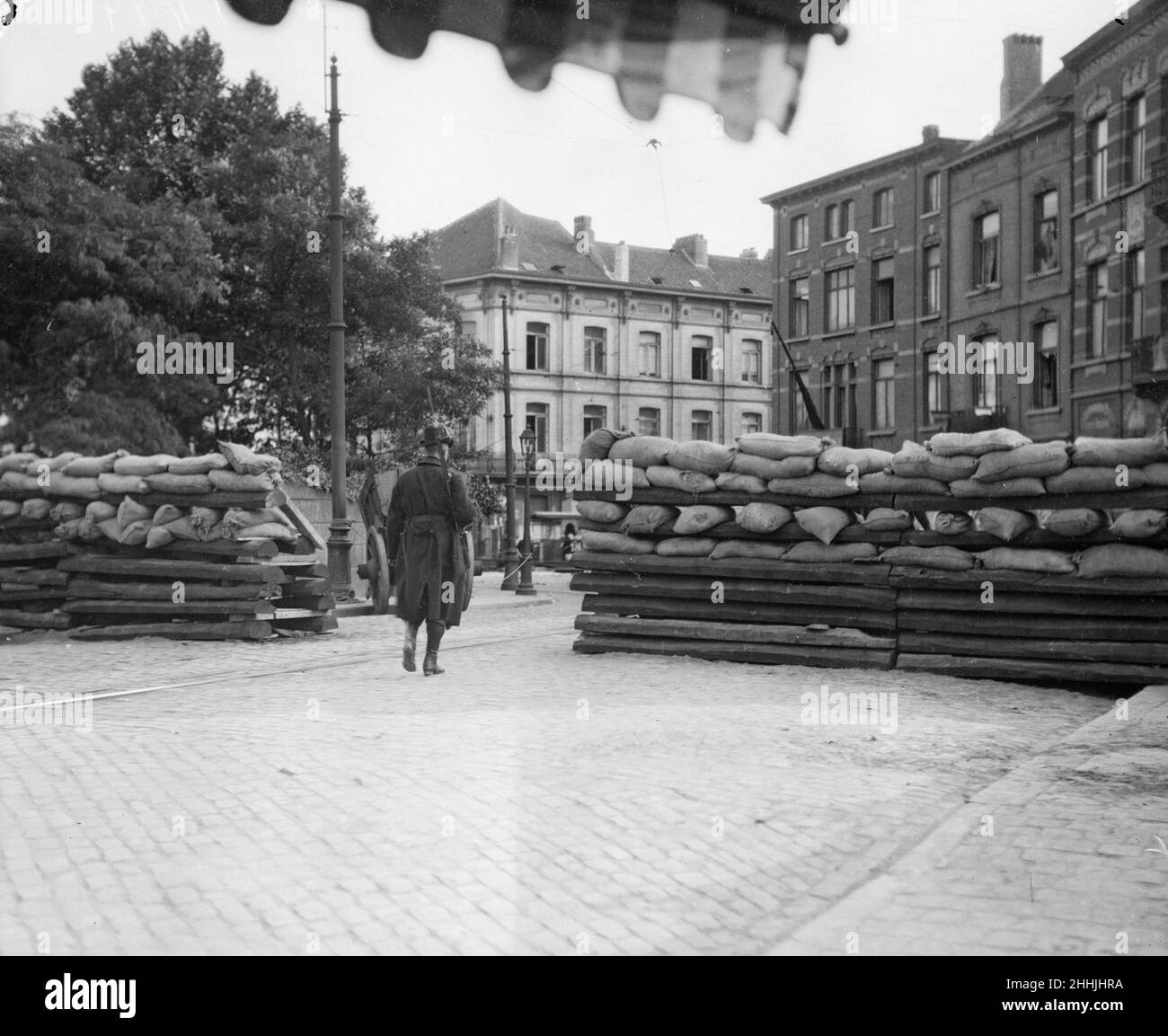 Belgian Civil Guards seen here manning a barricade across one of the ...