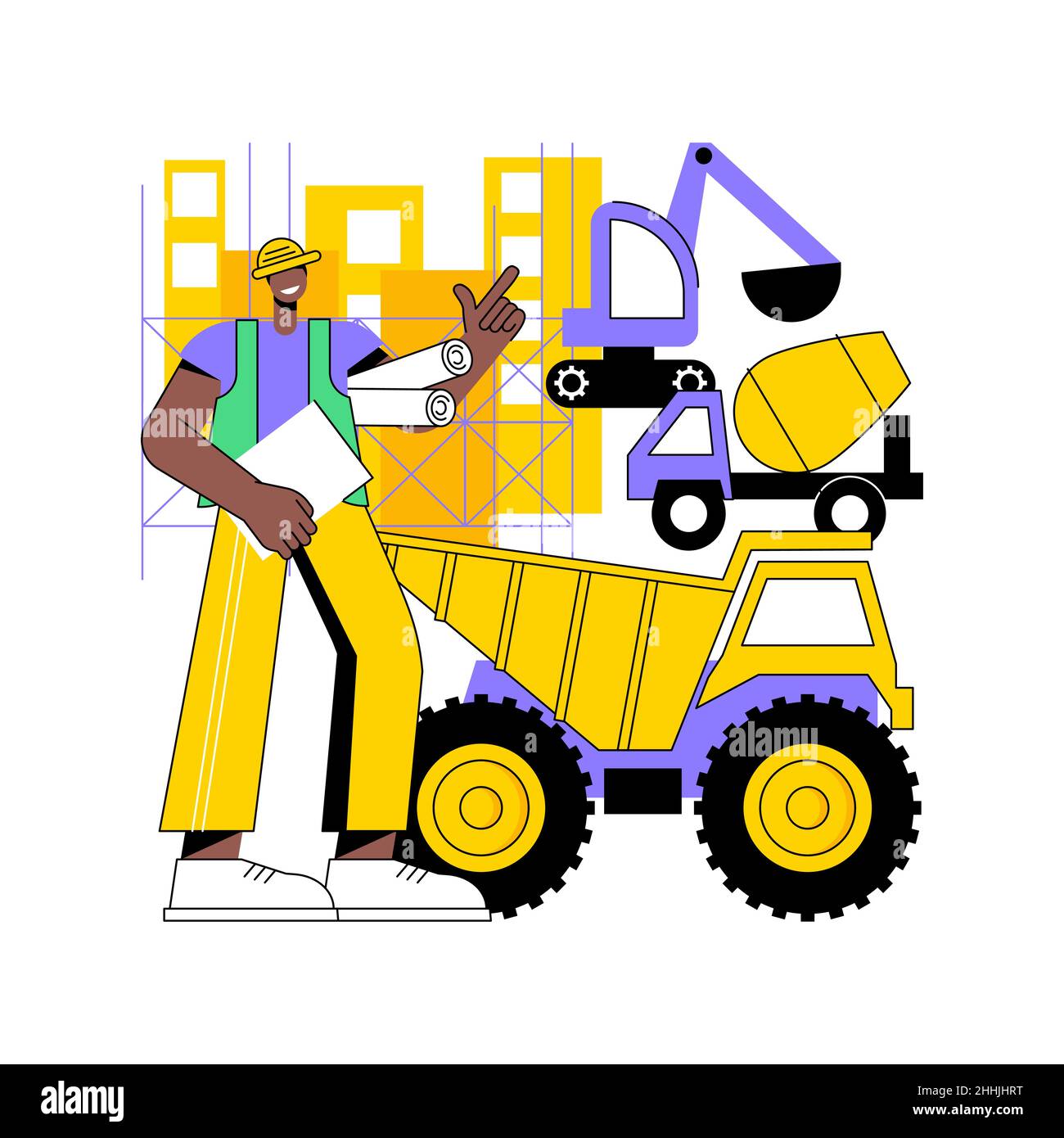 Modern construction machinery abstract concept vector illustration ...