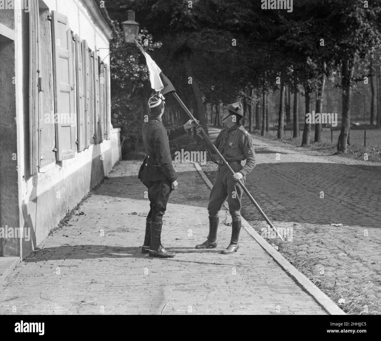 Belgian boy scout with a lance he captured from a German Uhlan soldier ...