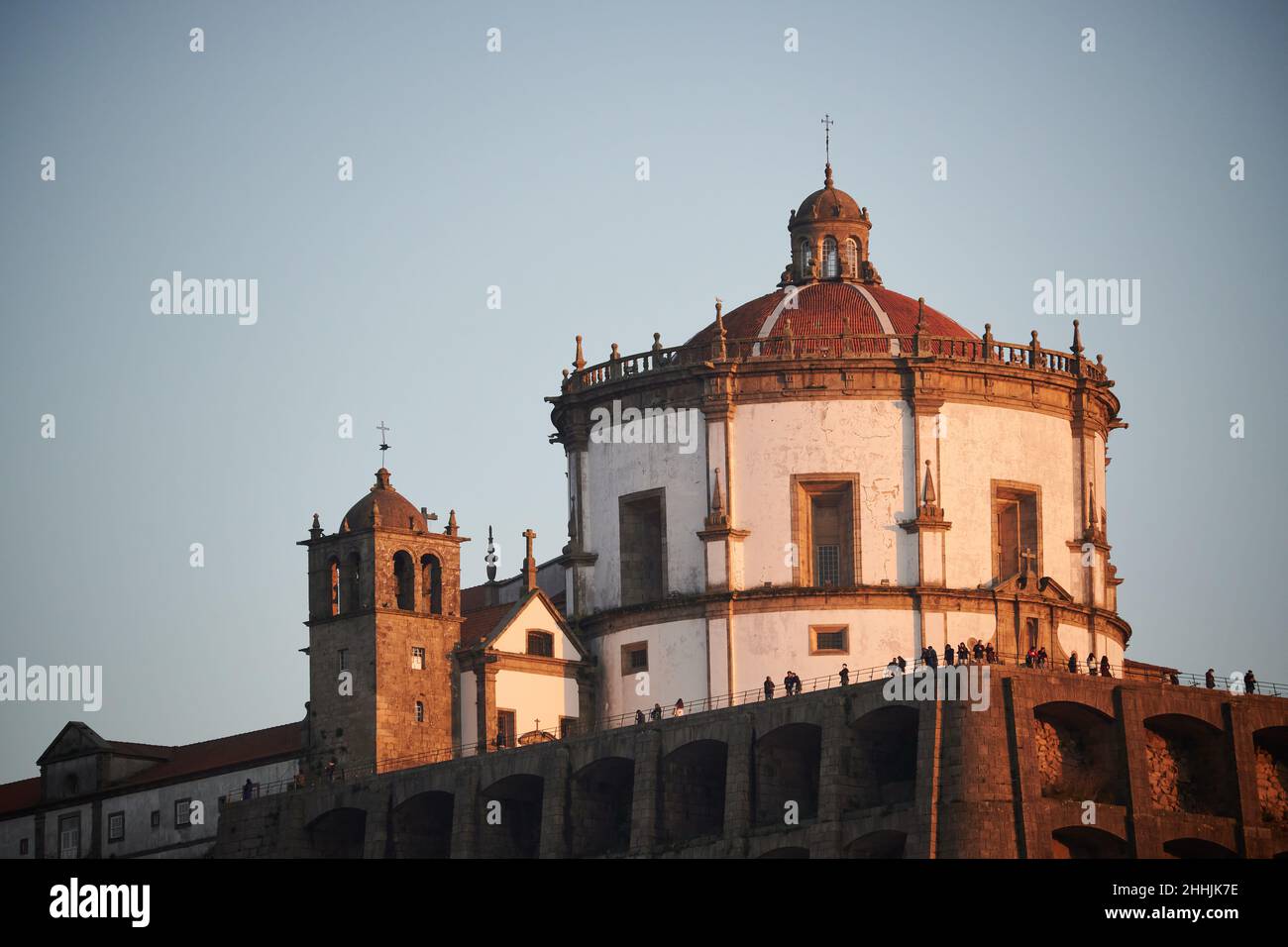 Monastery of Serra do Pilar against a blue sky under the sunlight Stock ...