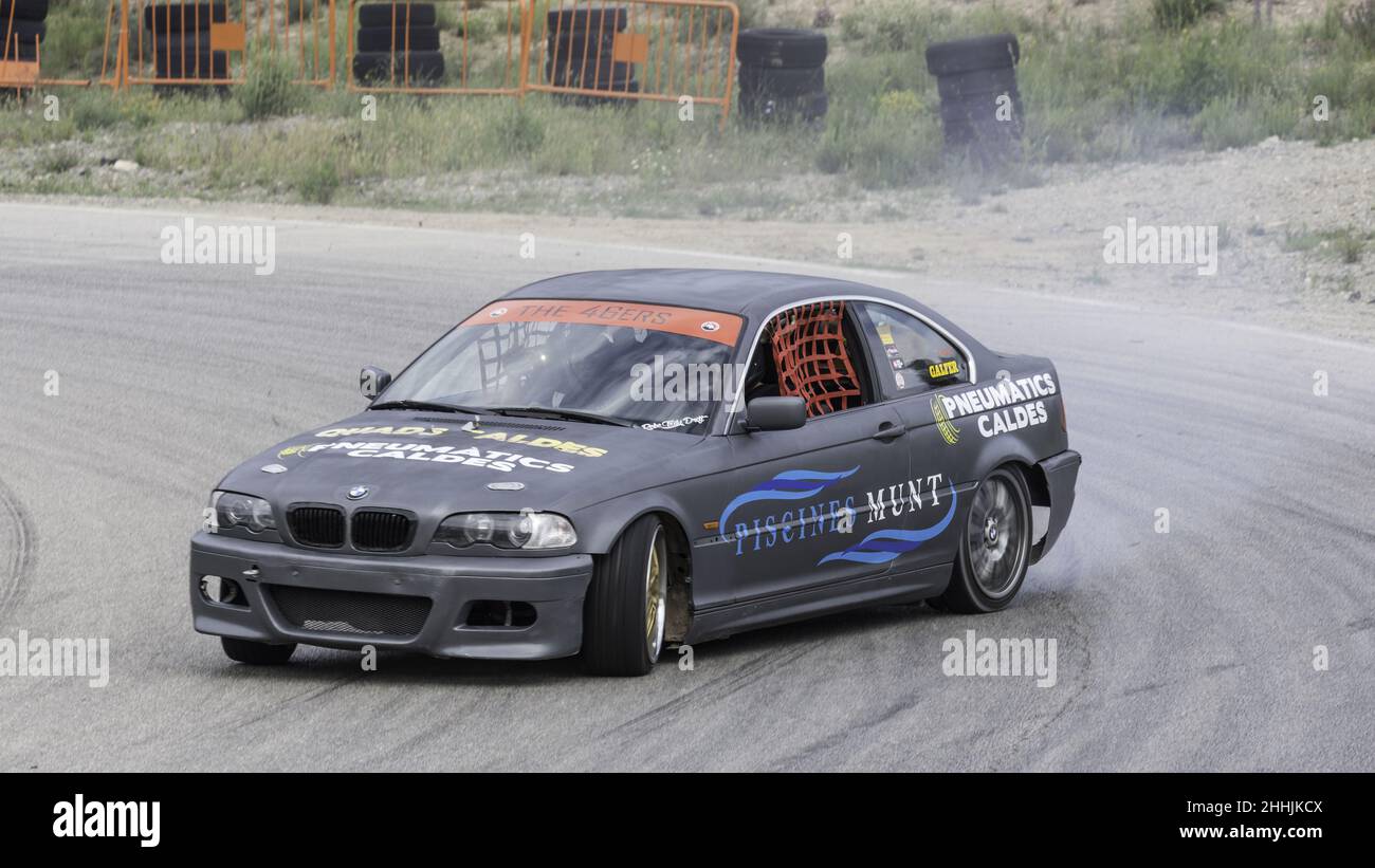 Black BMW E46 drifting on the circuit in Spain Stock Photo - Alamy