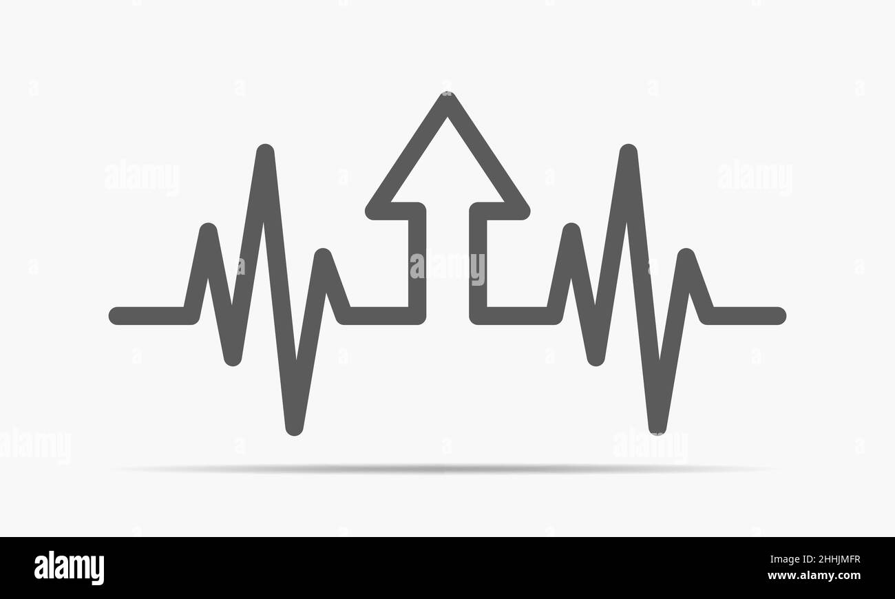 Heartbeat sign with arrow up. Vector illustration. The concept of ...