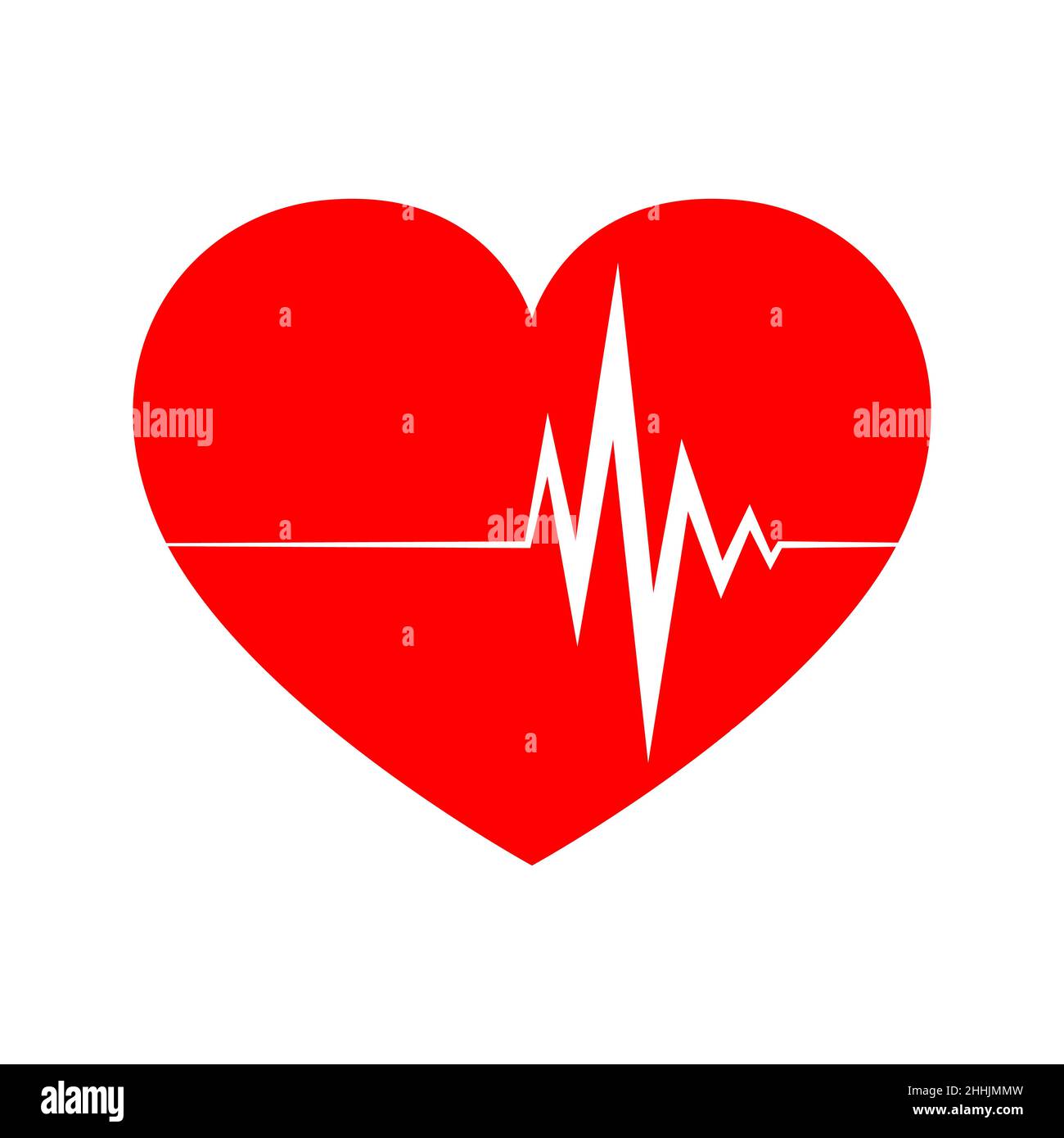 Red heart icon with sign heartbeat. Vector illustration. Heart in flat ...