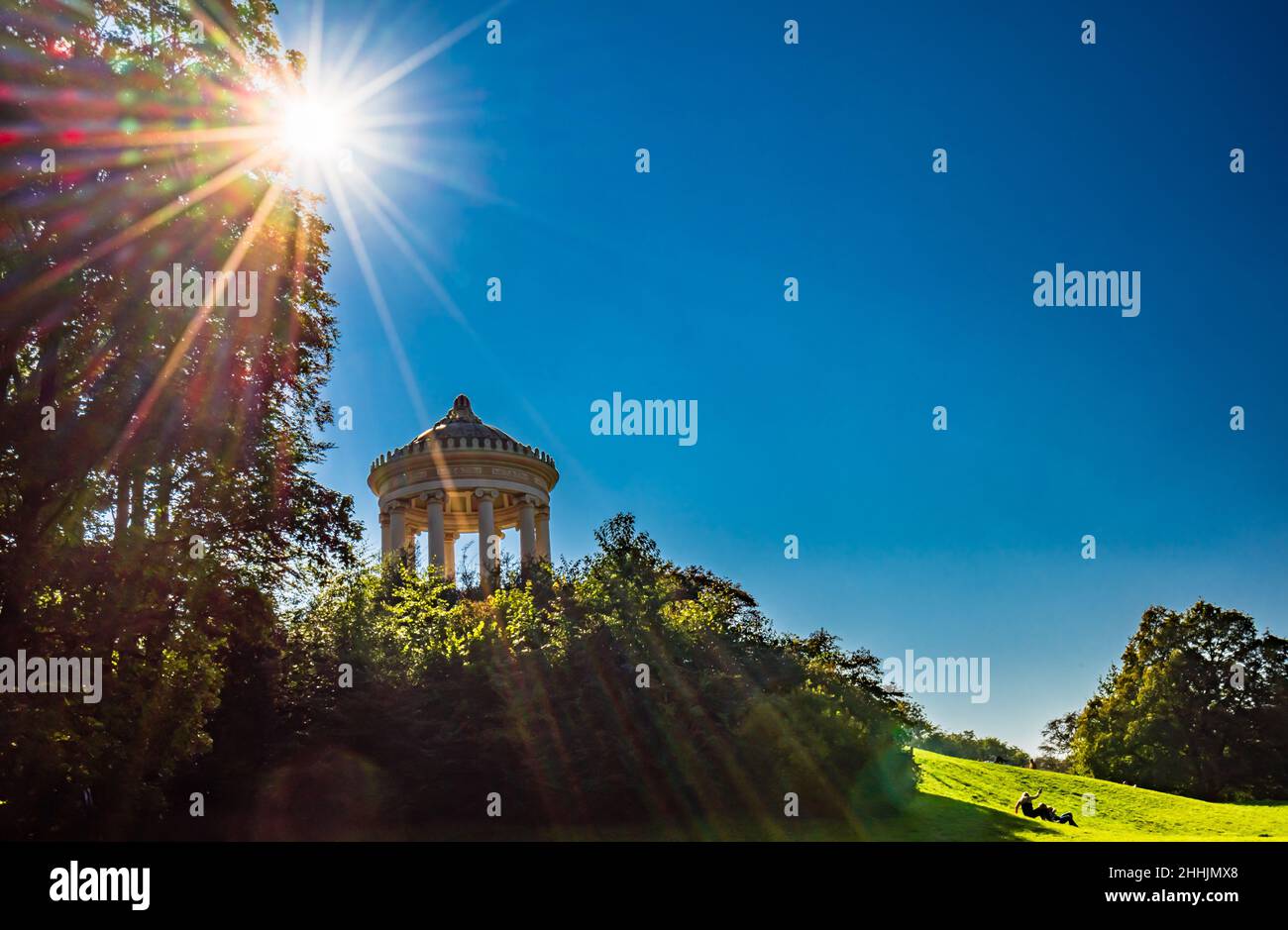 Monopteros temple at the English Garden of Munich, Germany, during ...