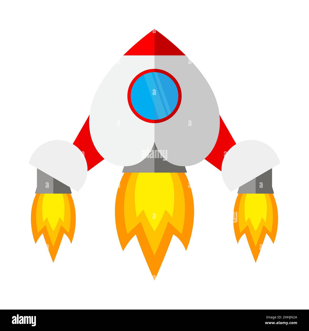 Colored rocket ship icon in flat design. Simple spaceship icon isolated ...