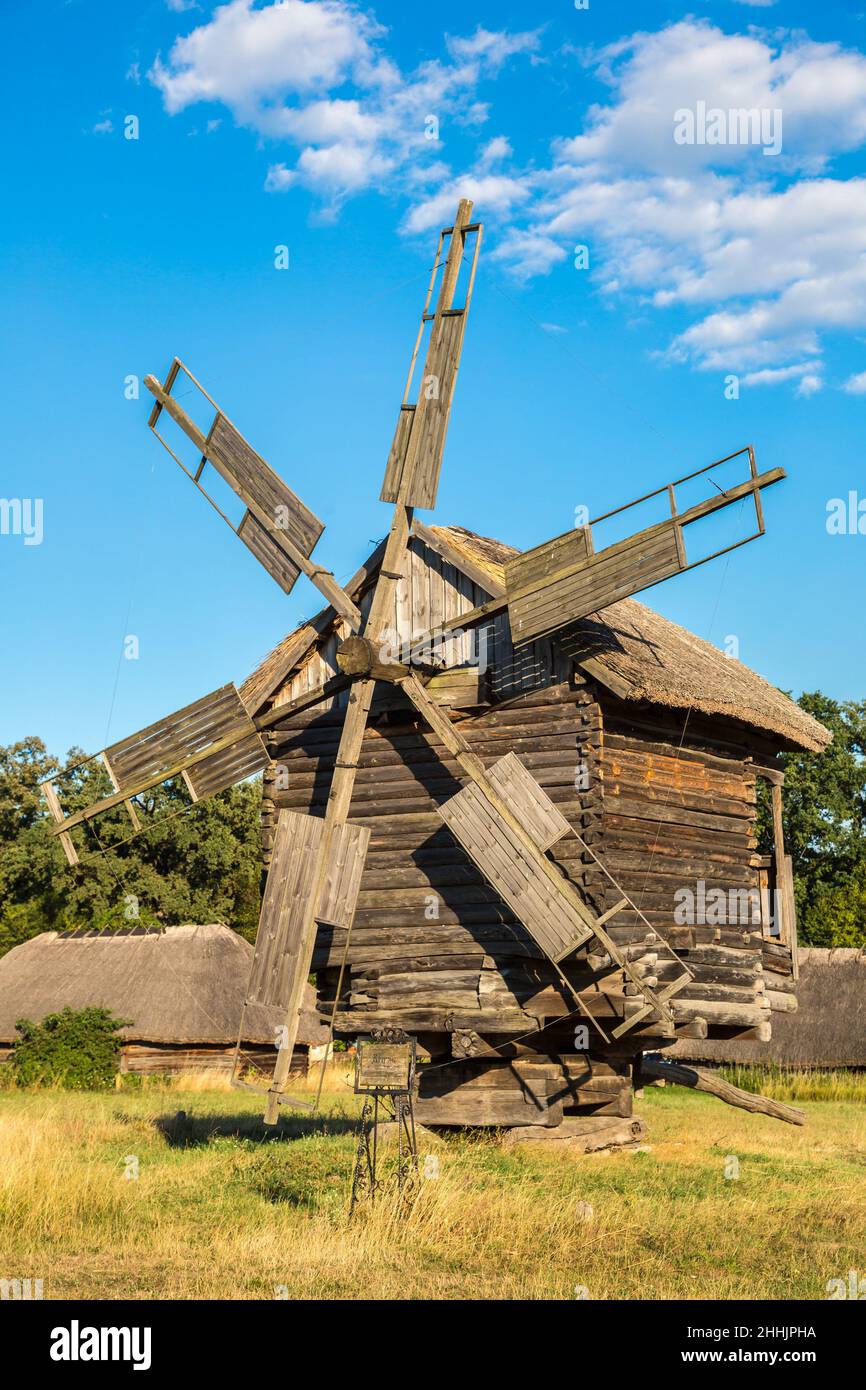 Traditional ukrainian windmill in the museum of national architecture ...