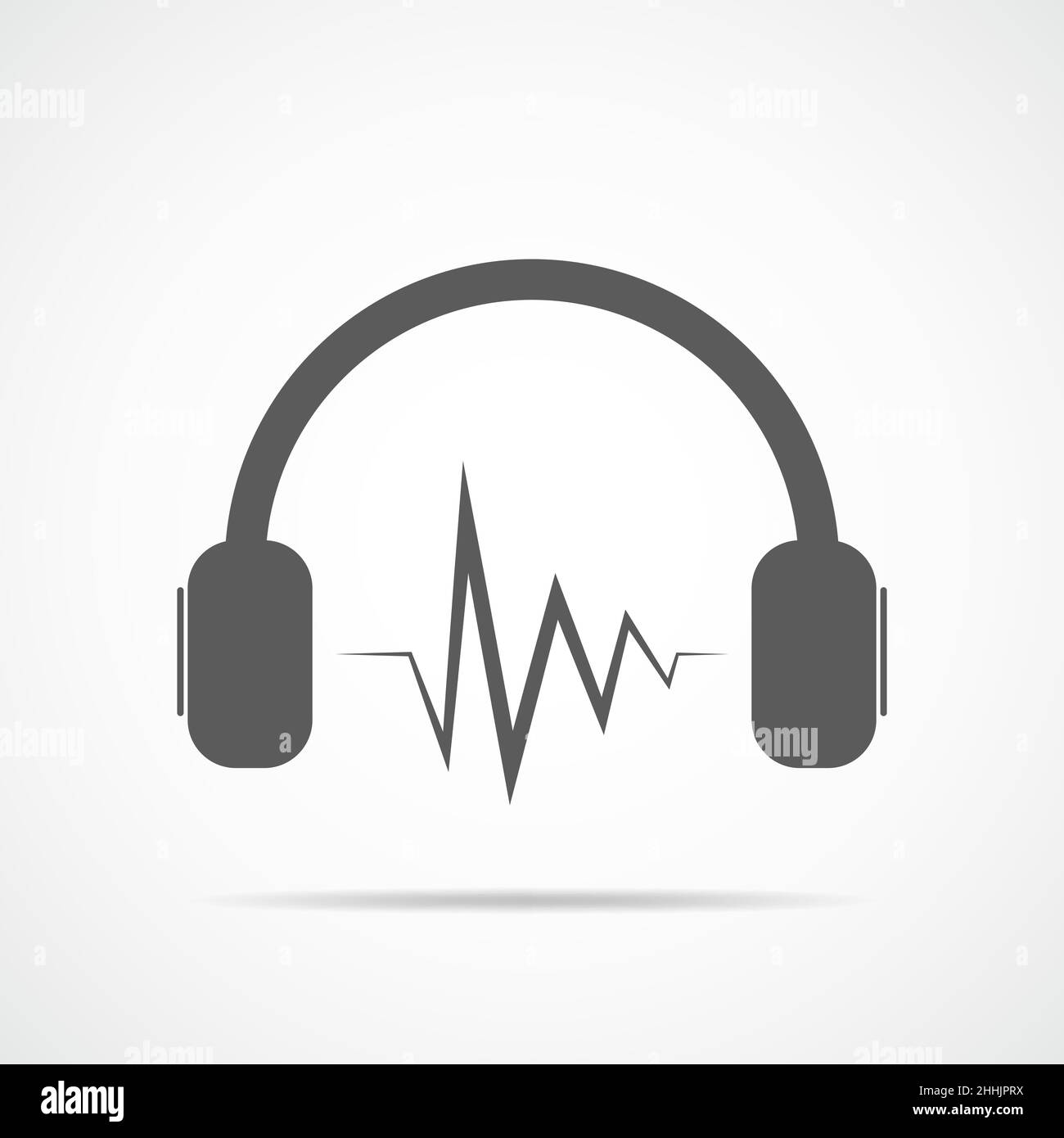 Black headphone icon, isolated on light background. Vector Illustration ...
