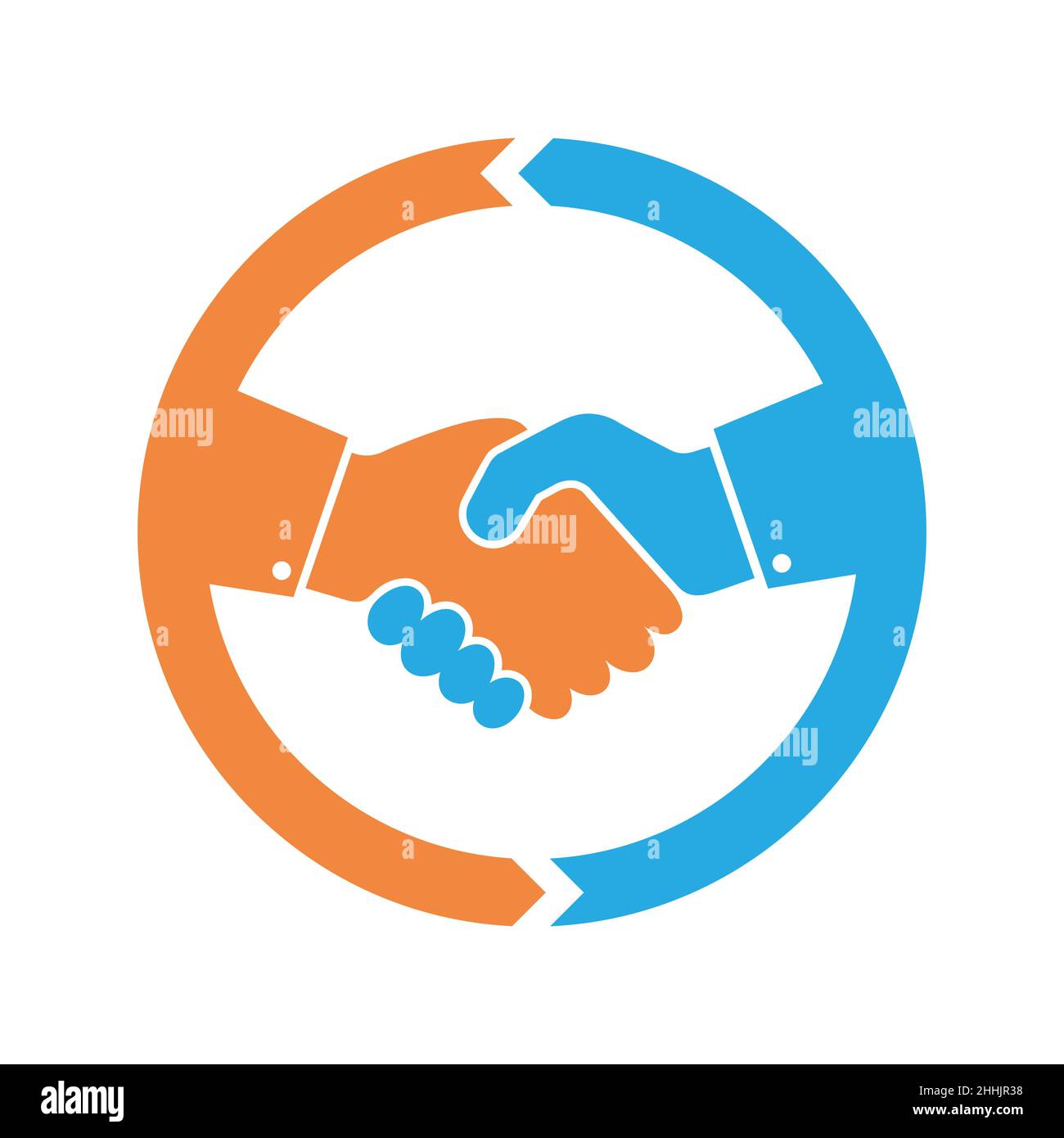 Abstract colored handshake icon. Handshake sign in the circle, on white ...