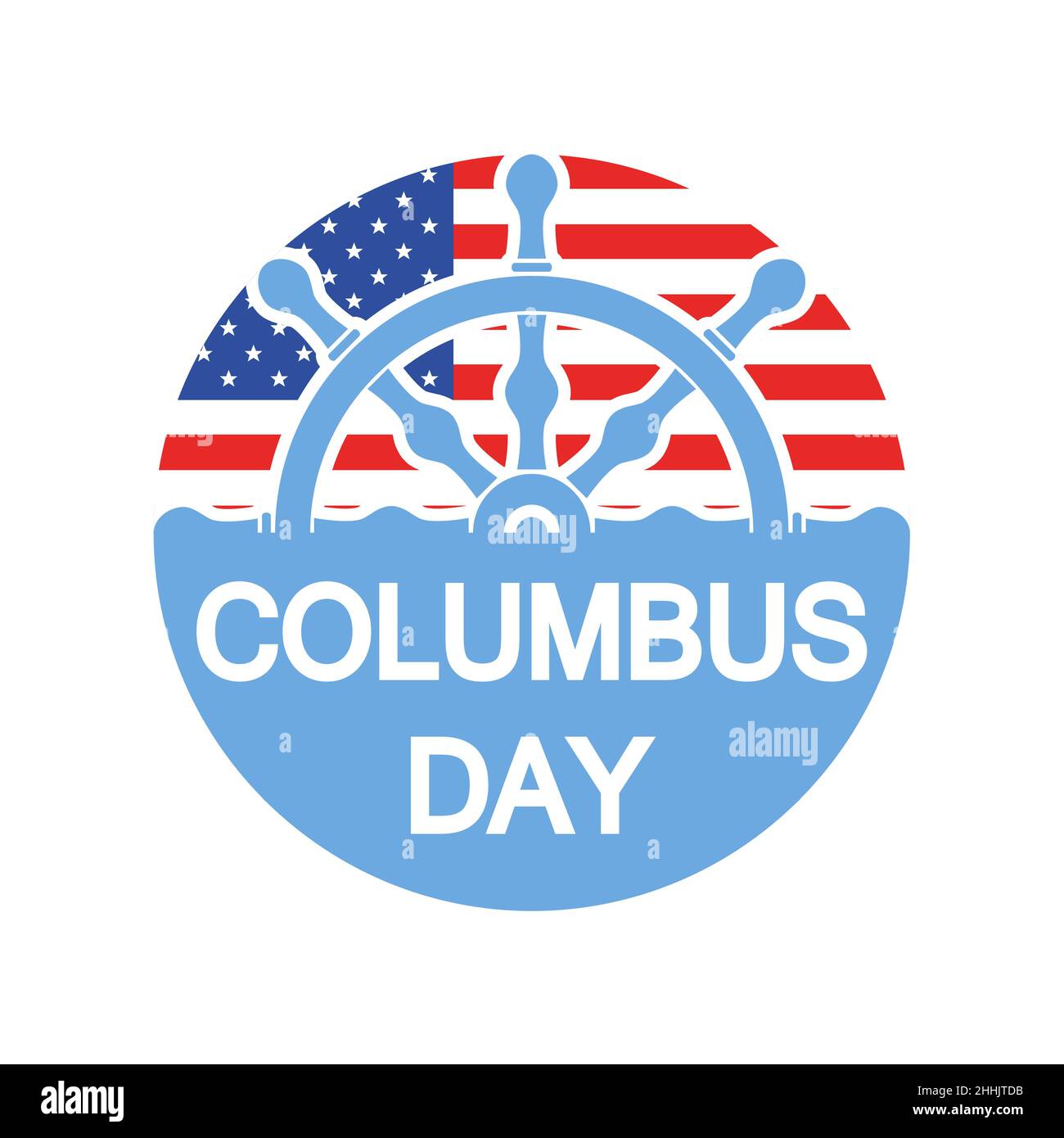 Columbus day badge with USA flag in flat design, isolated. Vector ...