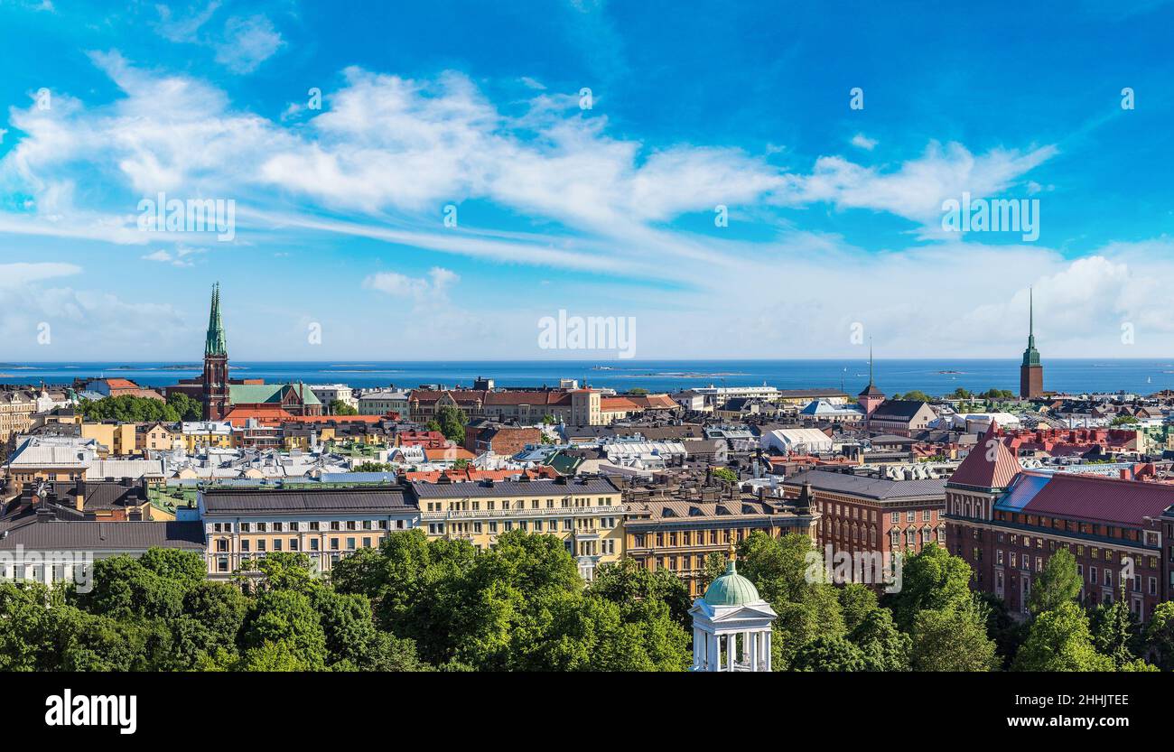 Panoramic aerial view of Helsinki in a beautiful summer day, Finland ...