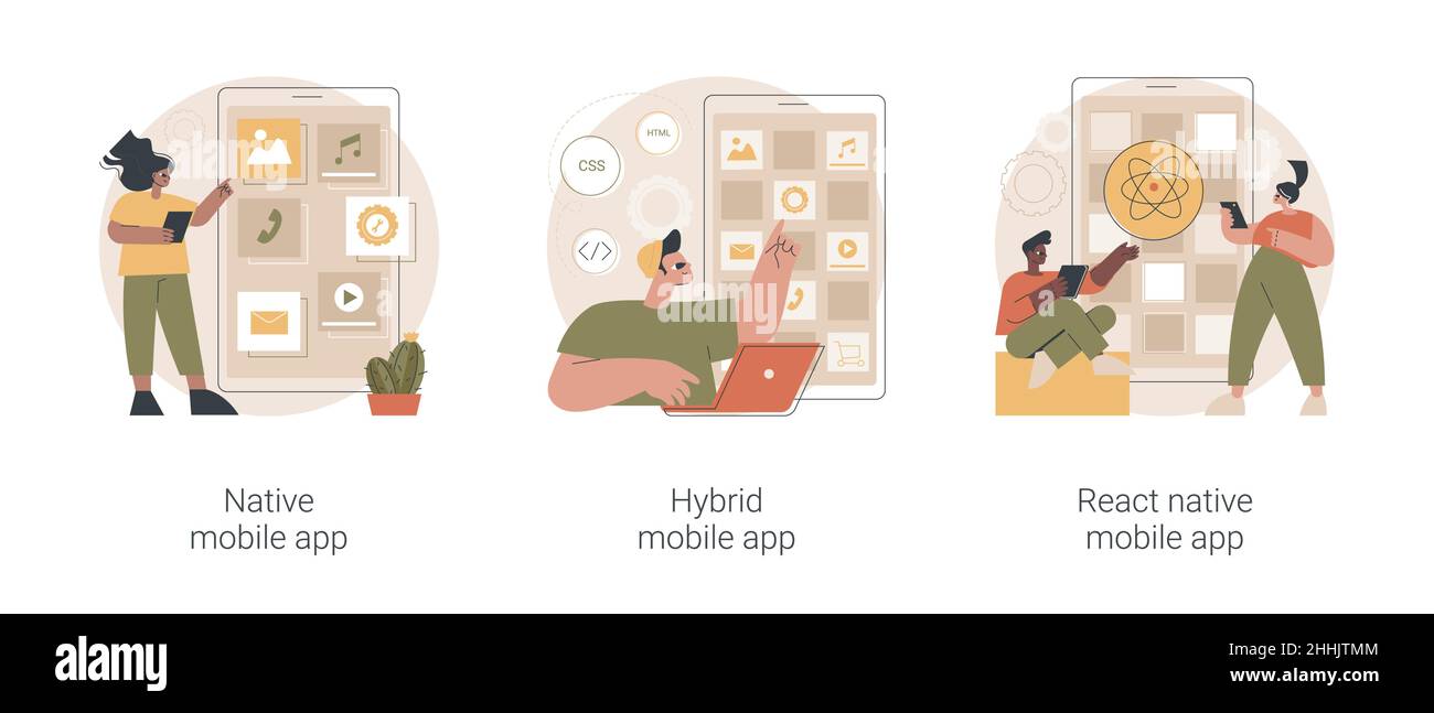 Smartphone application abstract concept vector illustrations Stock ...