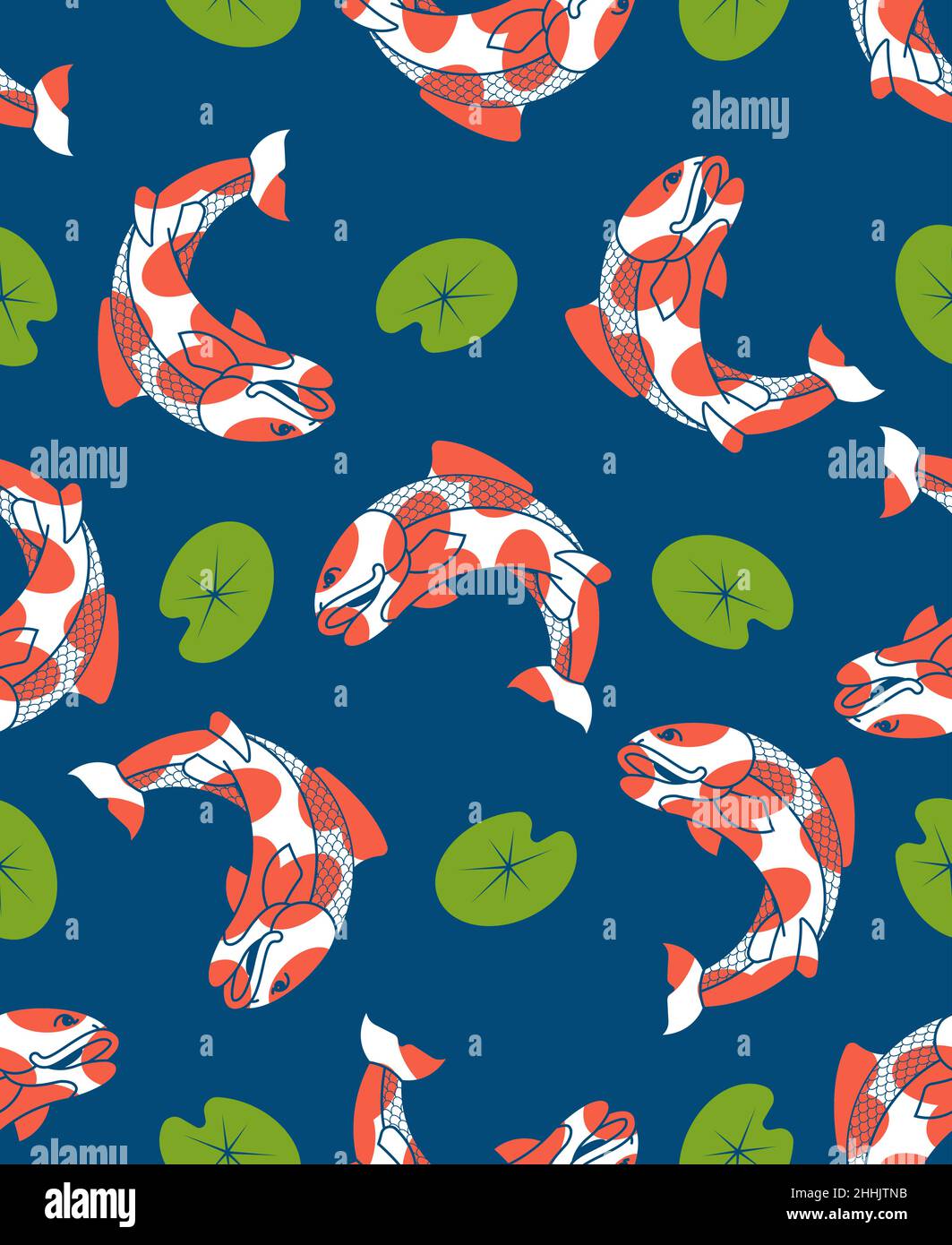 Koi pattern seamless. brocade carp background. Japanese fish texture ...