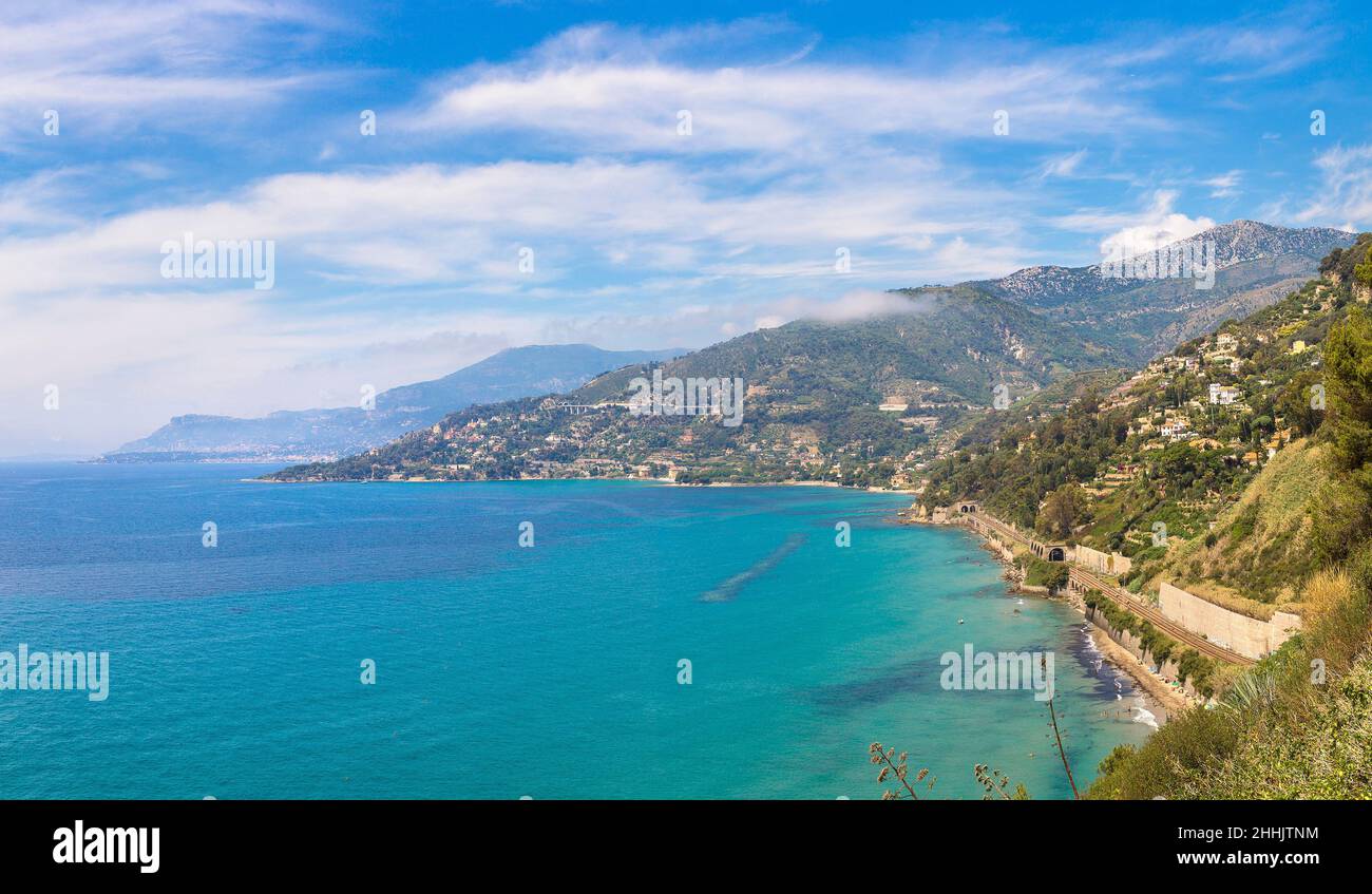 Azure coast in a beautiful summer day, Italy Stock Photo - Alamy