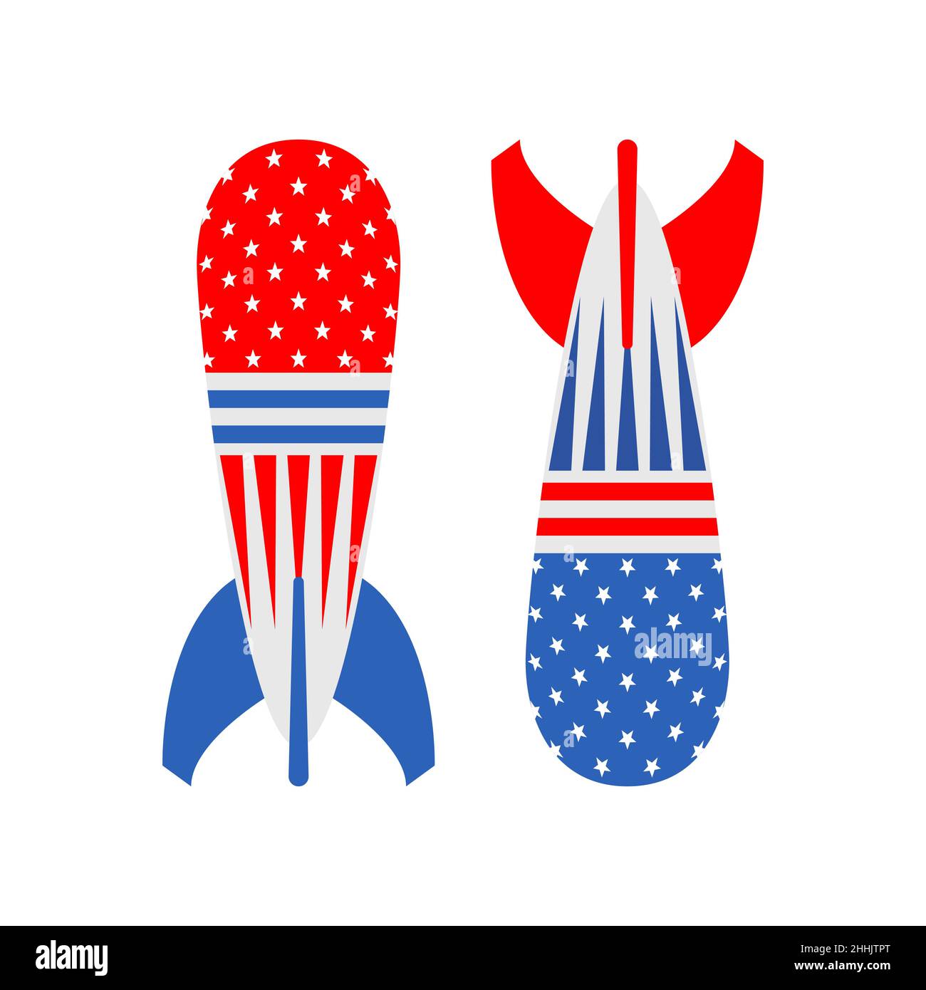 Two symbols of aerial bomb. Vector illustration. Nuclear rocket icon ...