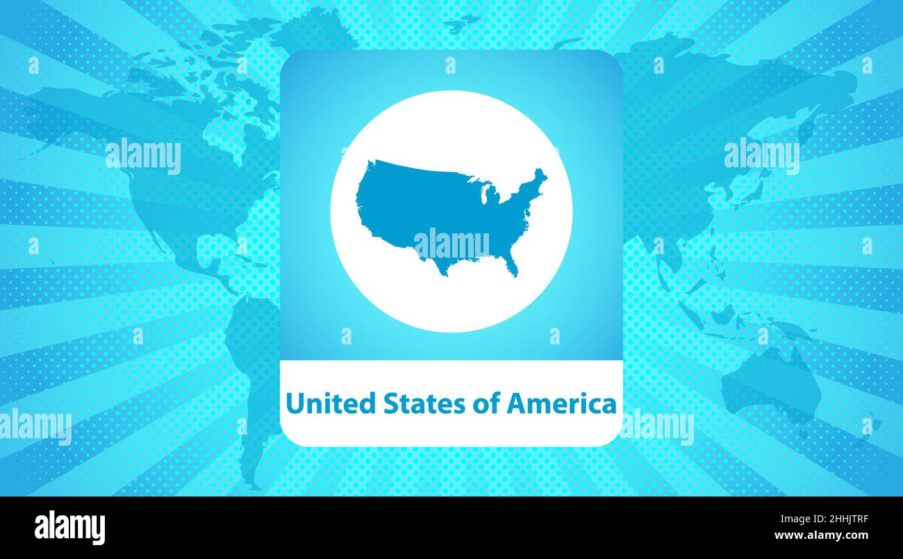 Map of the United States of America. Vector illustration. Blue USA map ...