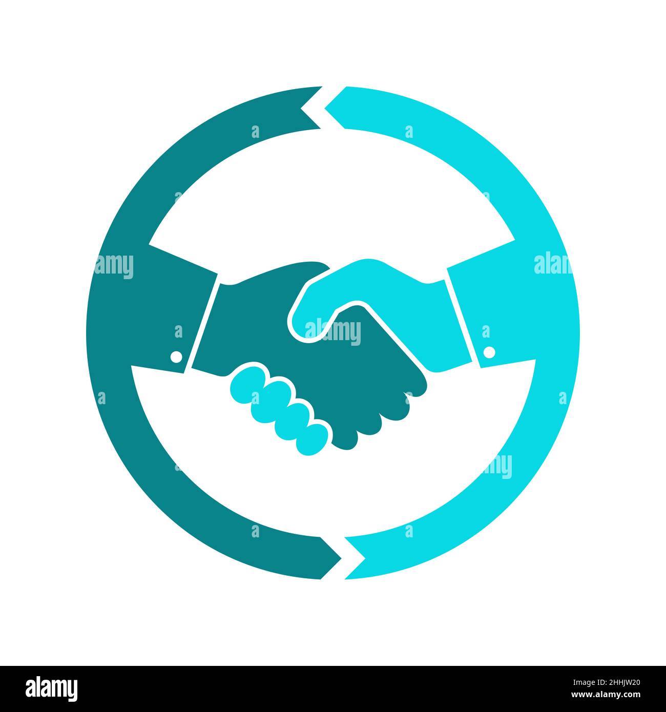 Abstract colored handshake icon. Handshake sign in the circle, on white ...