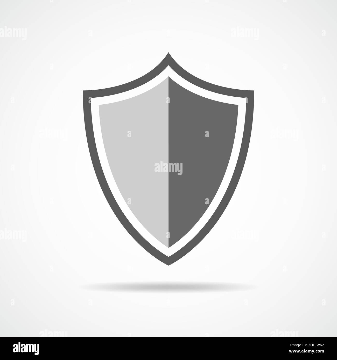 Gray shield in flat design. Shield icon isolated on light background ...