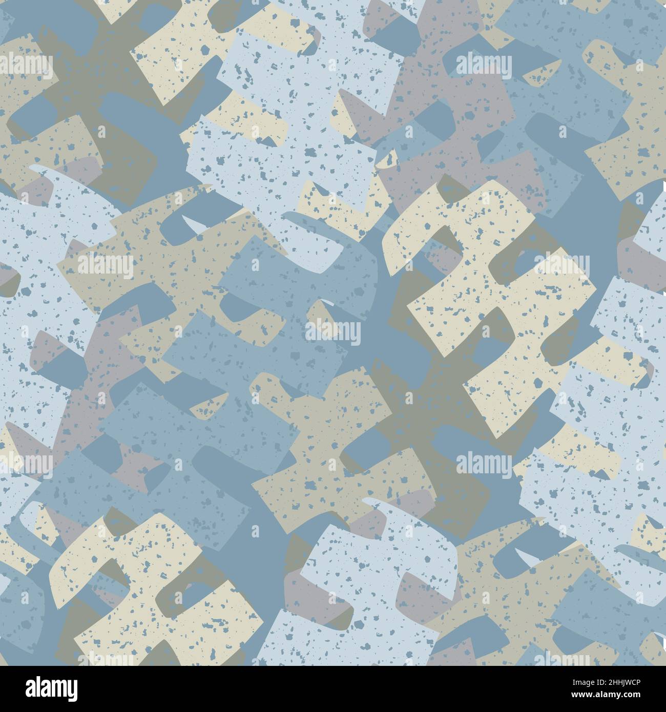 Abstract jigsaw puzzle vector seamless pattern. Neutral background with ...