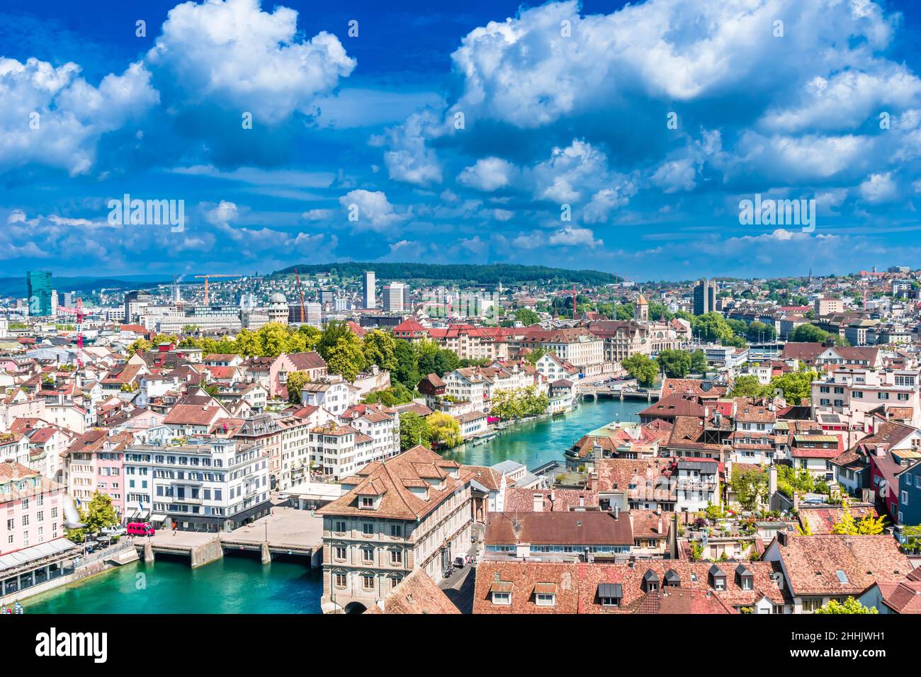 Aerial view of Zurich city center and lake Zurich, Switzerland Stock ...