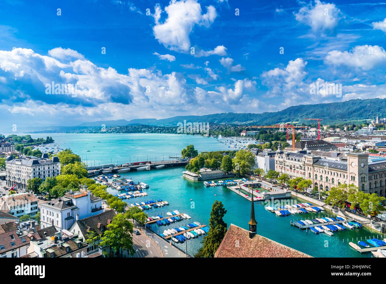 Aerial view of Zurich city center and lake Zurich, Switzerland Stock ...