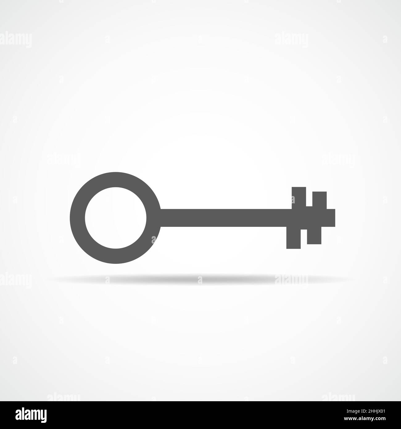 Key icon, isolated on light background. Gray key icon in flat style ...