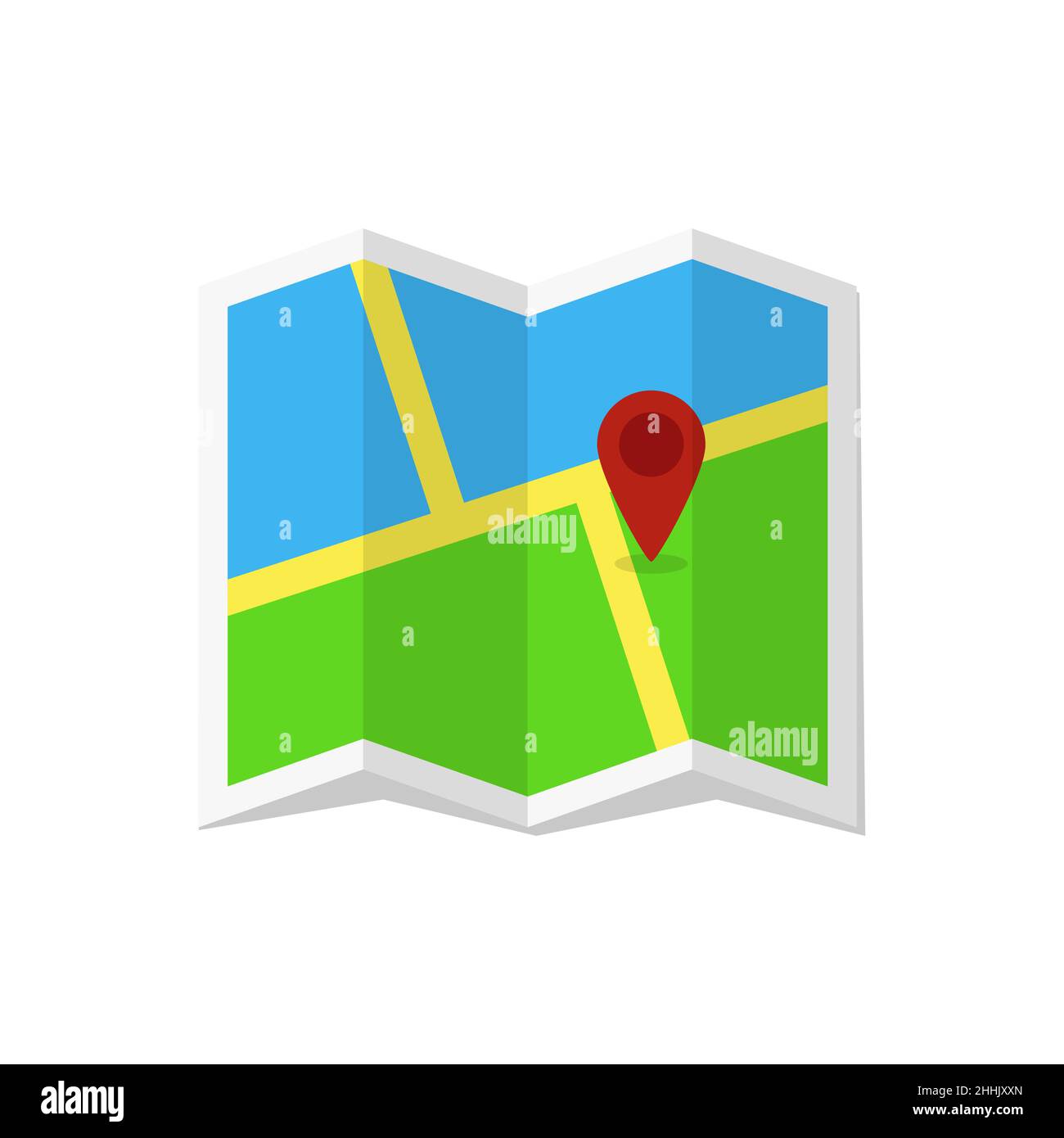 Colored location icon in flat design. Vector Illustration. Map with map ...