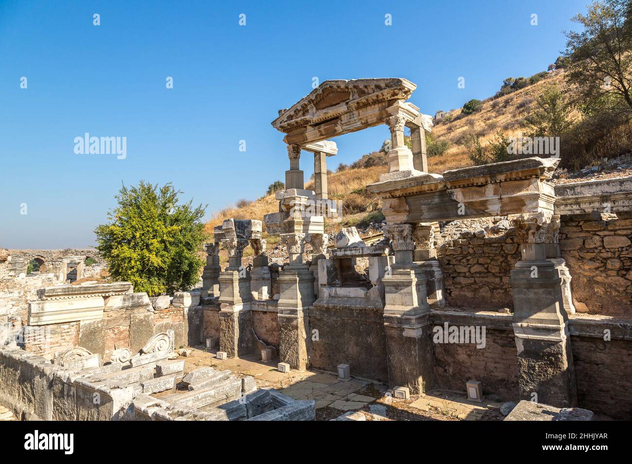 Ruins of the ancient city Ephesus, the ancient Greek city in Turkey, in ...