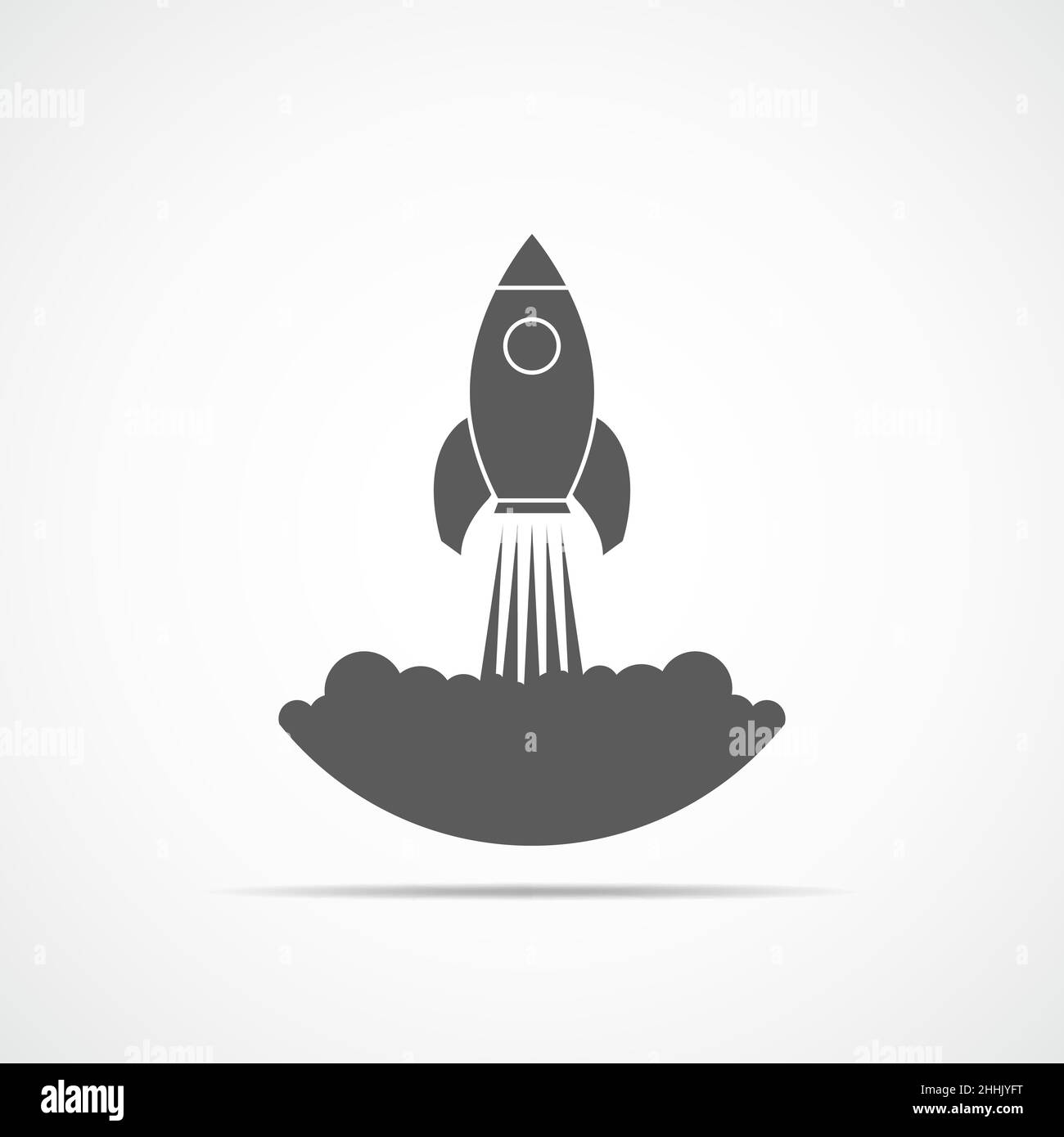 Gray rocket icon in flat design. Simple rocket icon, isolated on light ...