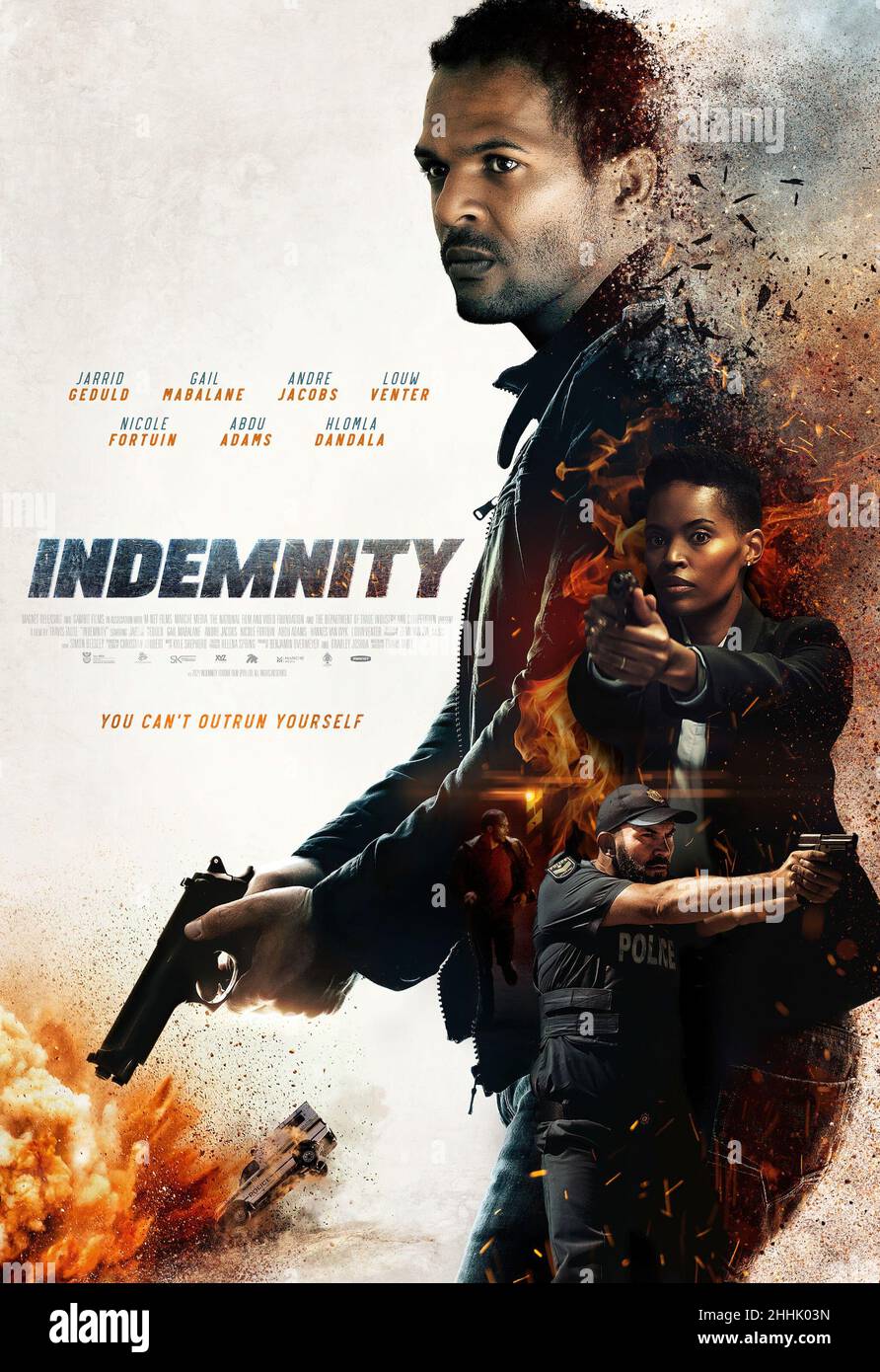 INDEMNITY, poster, from top: Jarrid Geduld, Gail Mabalane, Louw Venter ...
