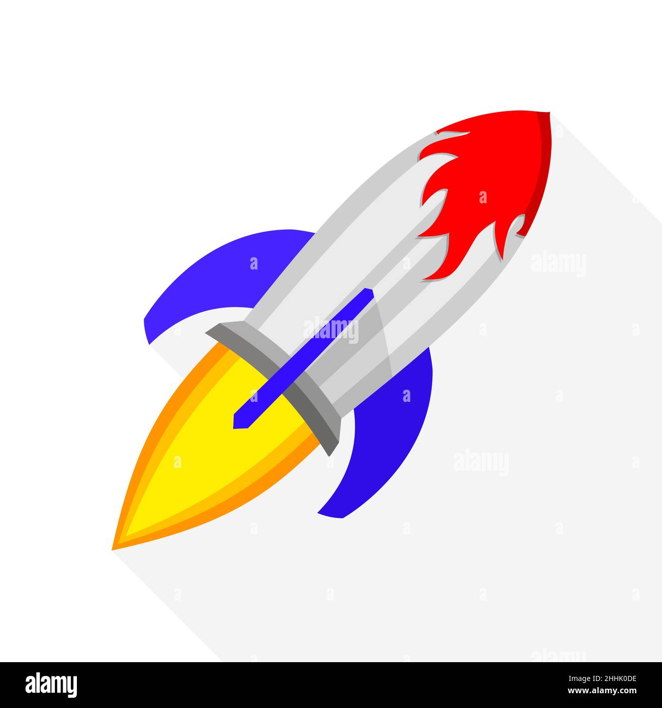 Colored rocket ship icon in flat design. Simple spaceship icon isolated ...