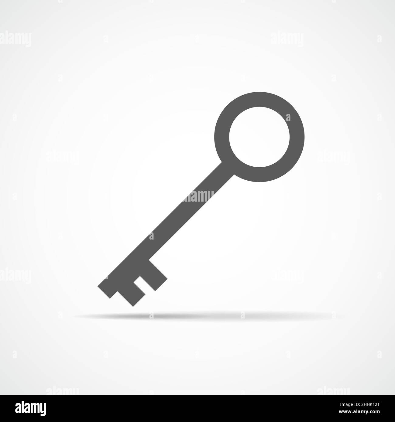 Key icon, isolated on light background. Gray key icon in flat style ...