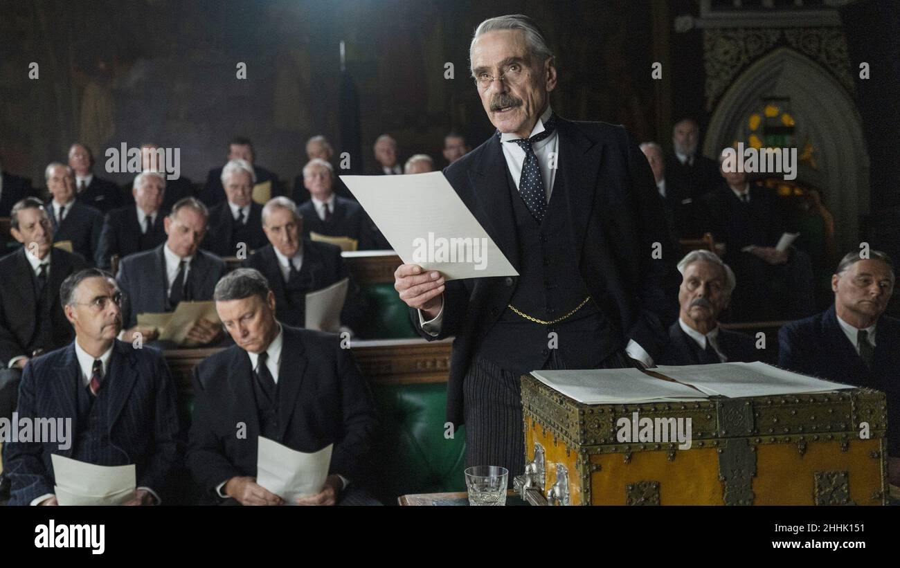 MUNICH: THE EDGE OF WAR, Jeremy Irons as Neville Chamberlain, 2021. ph ...