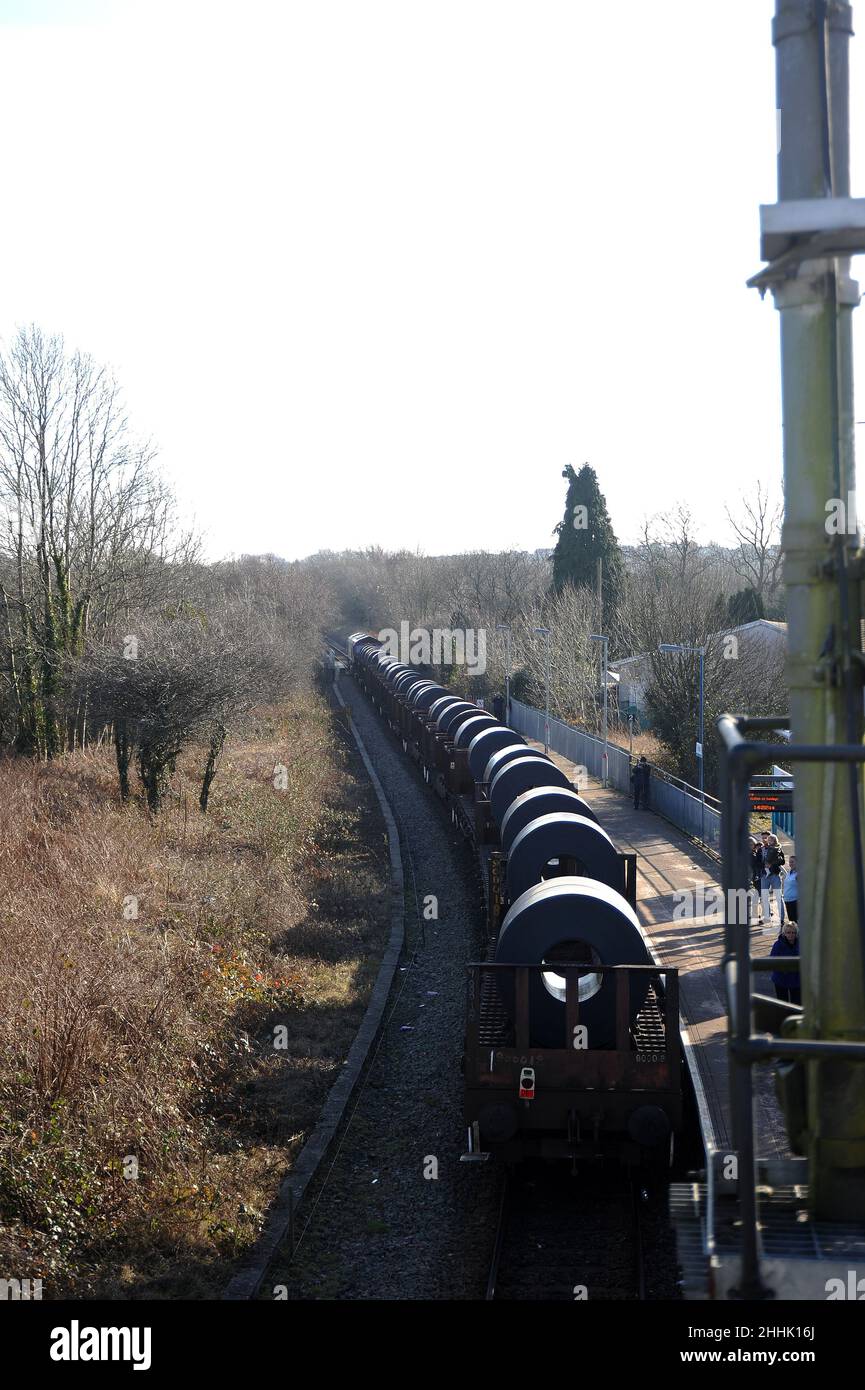 "66115" heads a steel train through Tondu during an engineering ...