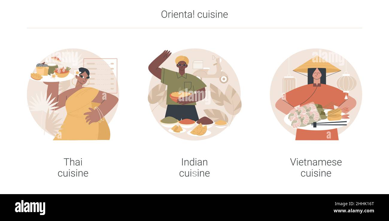 Oriental cuisine abstract concept vector illustrations Stock Vector ...