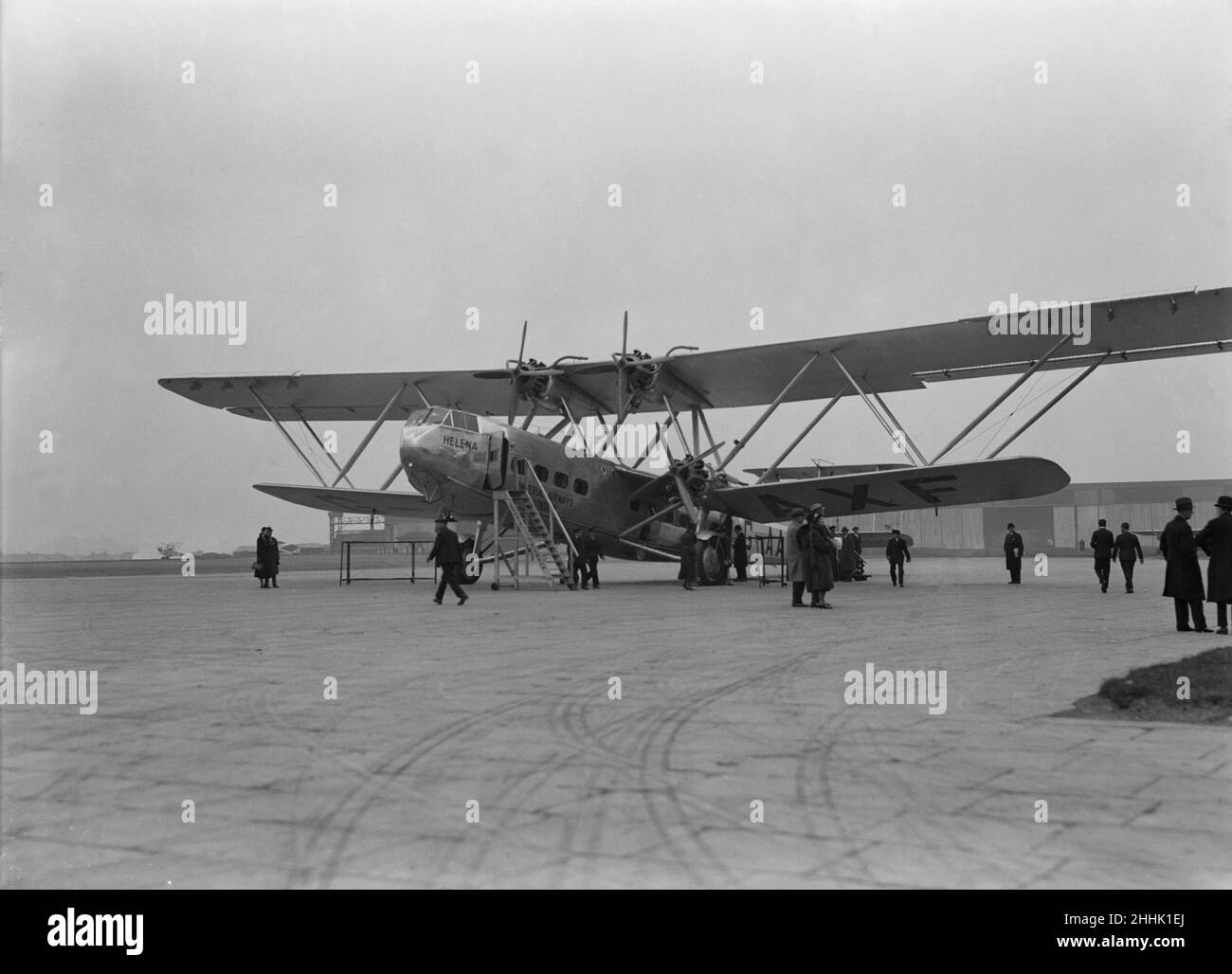 The Imperial Airways Handley Page H.P.45 airliner Helena sit on the ...