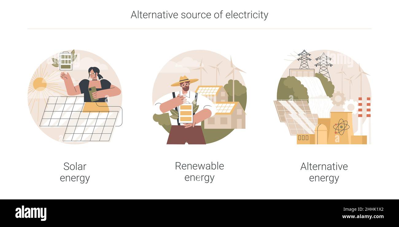 Alternative source of electricity abstract concept vector illustrations ...