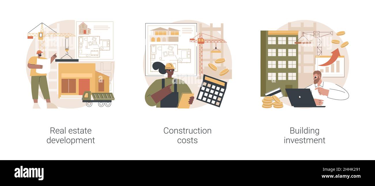 Construction project management abstract concept vector illustrations ...