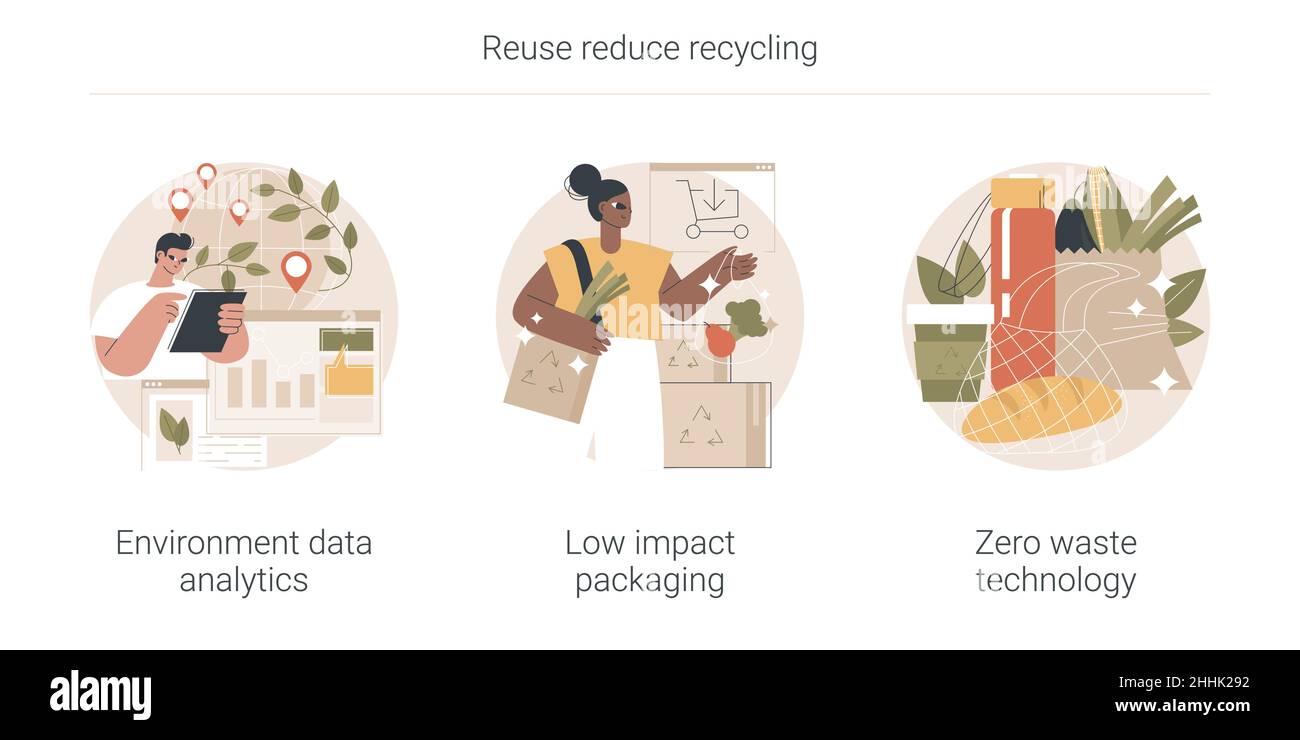 Reuse Reduce Recycling Abstract Concept Vector Illustrations Stock