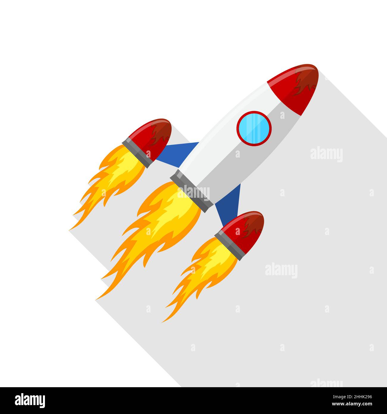 Colored rocket ship icon in flat design. Simple spaceship icon isolated ...