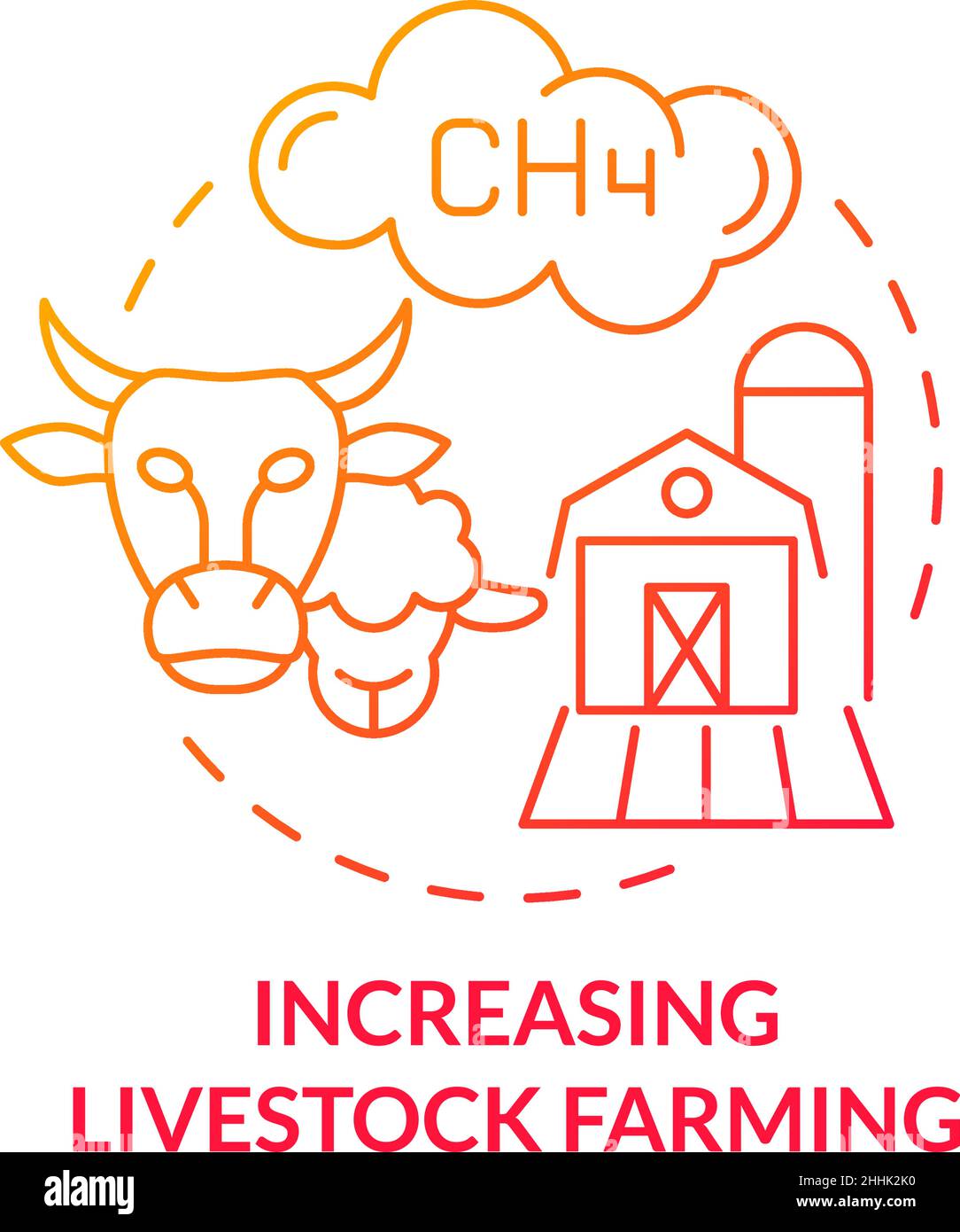 Increasing livestock farming red gradient concept icon Stock Vector ...