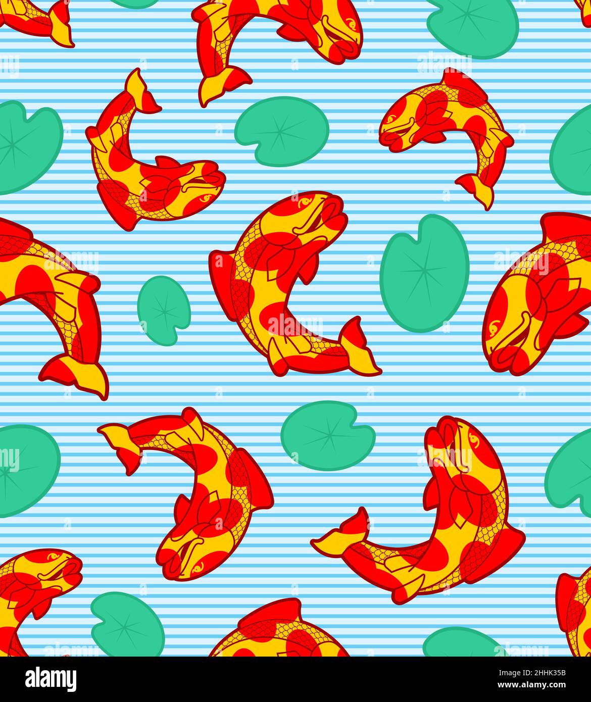 Koi pattern seamless. brocade carp background. Japanese fish texture ...