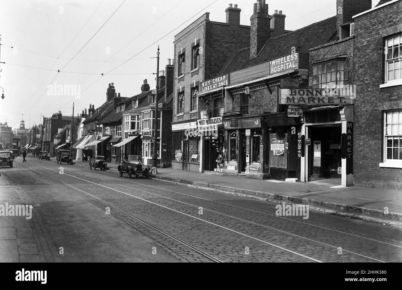 Bonny's market in Uxbridge High Street, Greater London circa 1929 Stock ...